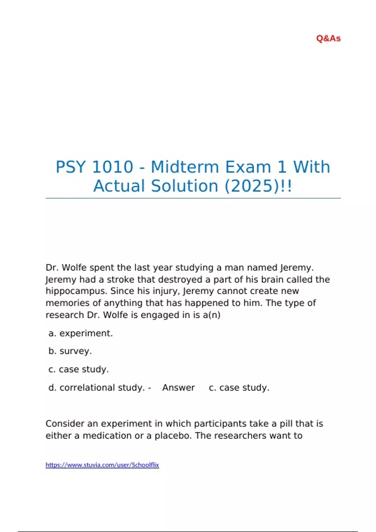 PSY1010 Biopsychology Questions With Correct Answers (2025)!! - PSY1010 - Stuvia US