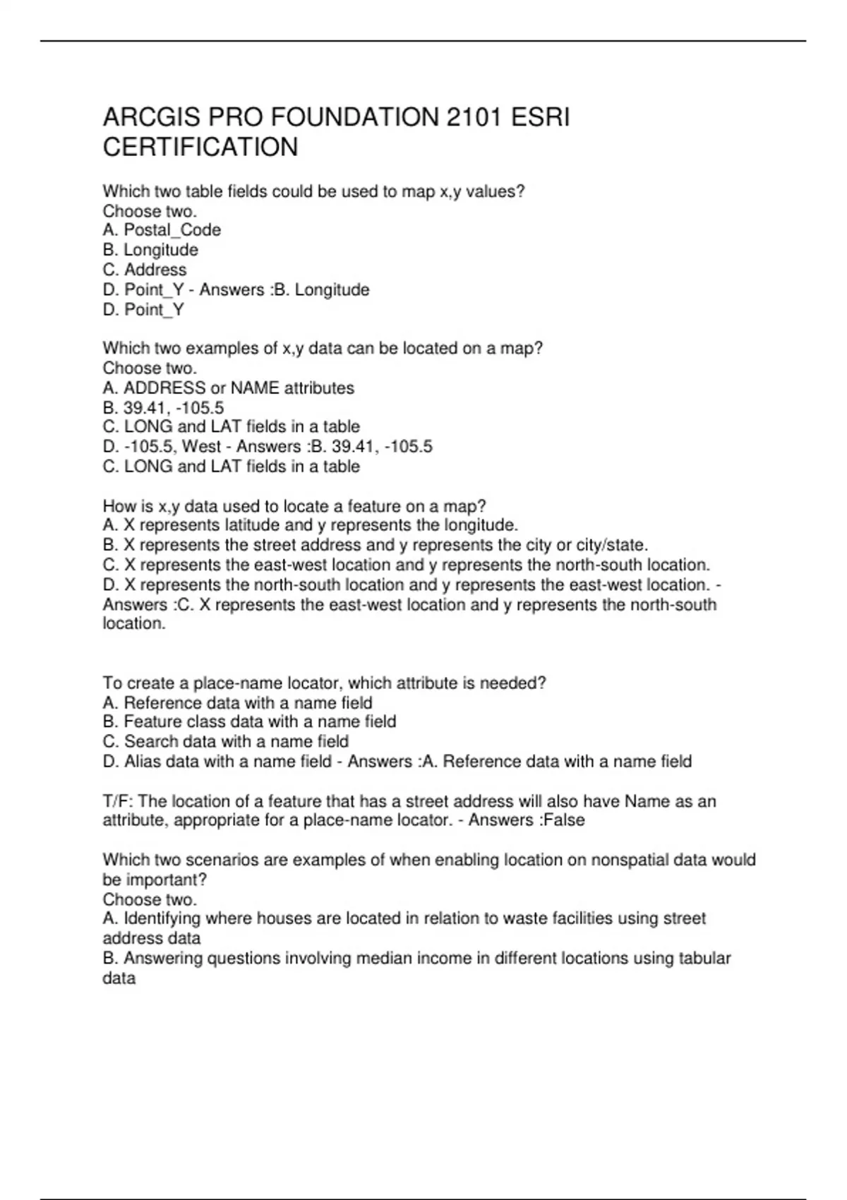 ARCGIS PRO FOUNDATION 2101 ESRI CERTIFICATION - GIS FUNDAMENTALS ...