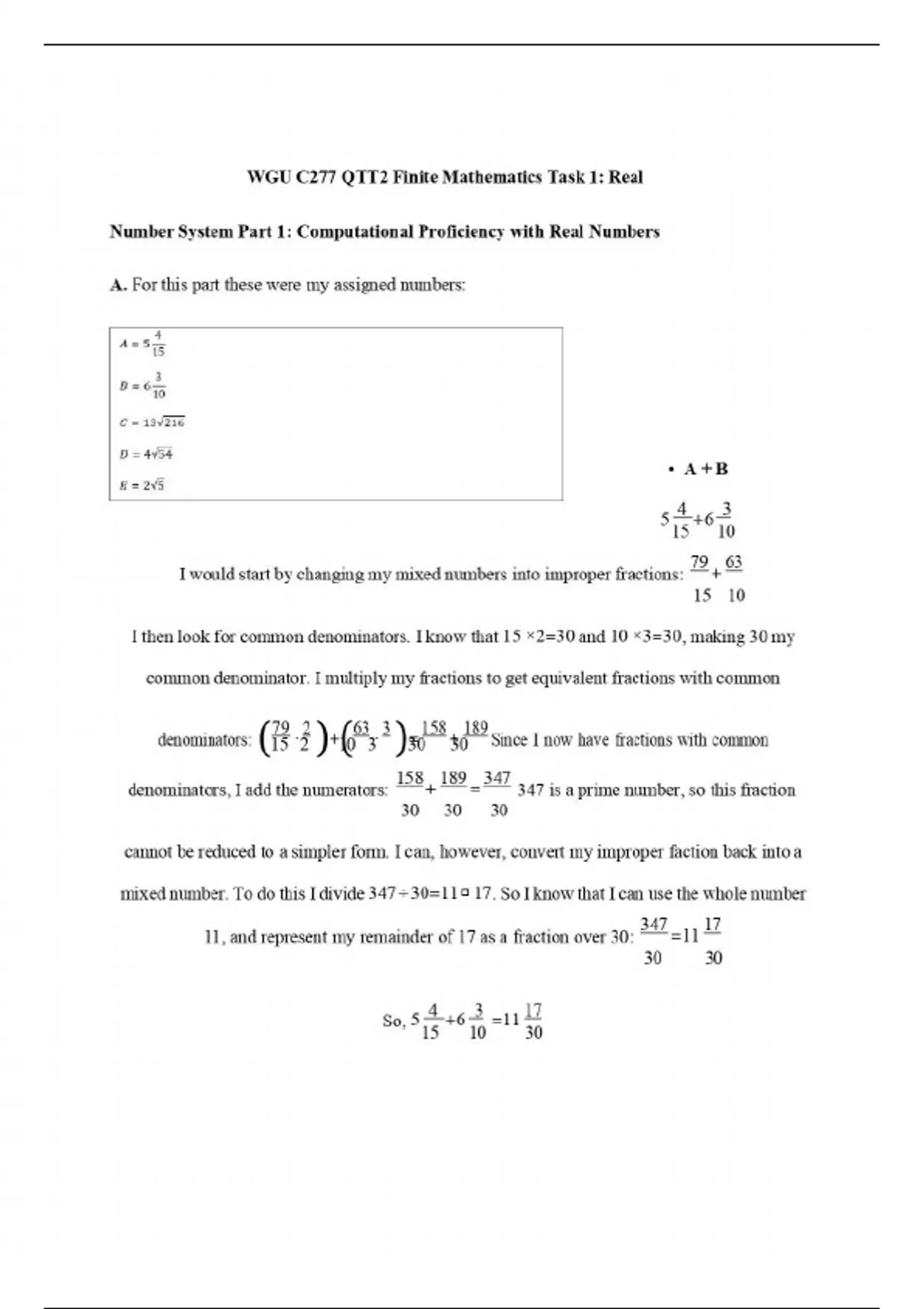 WGU C277 QTT2 Finite Mathematics Task 1|Latest 2025 Update with ...