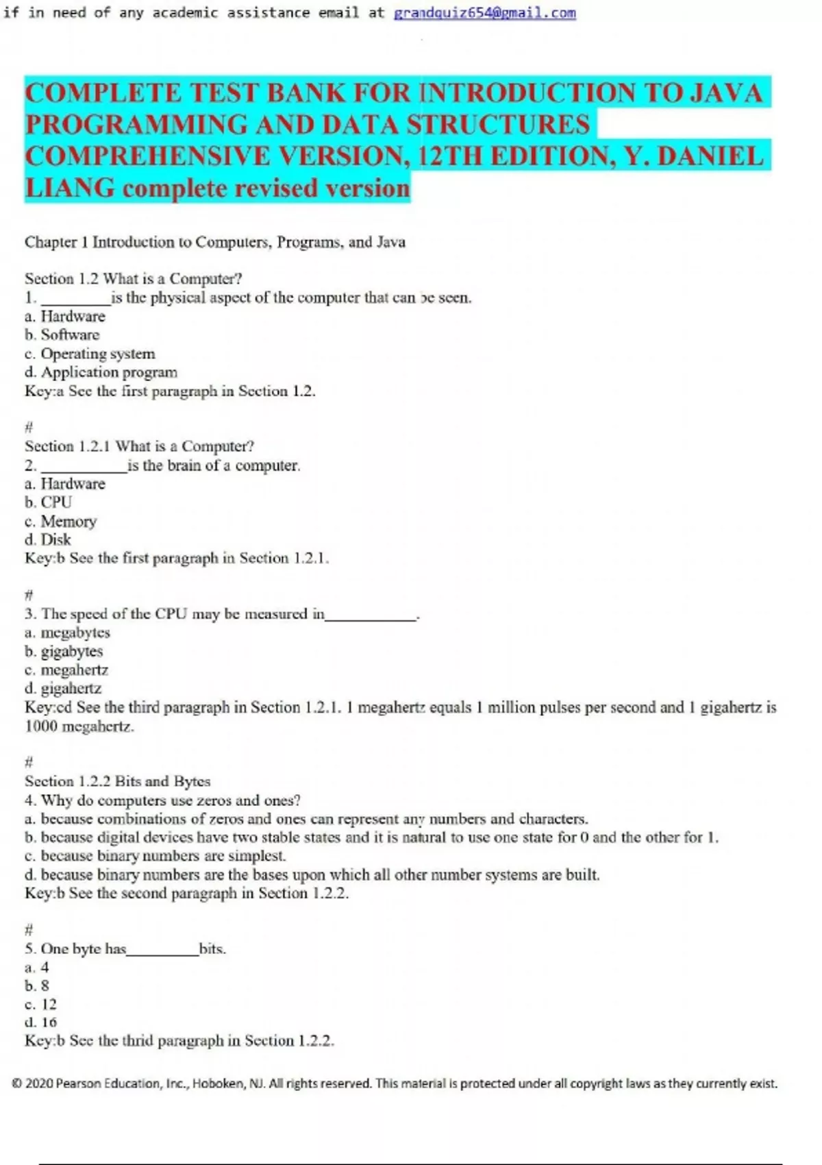 Complete Test Bank For Introduction To Java Programming And Data Structures Comprehensive