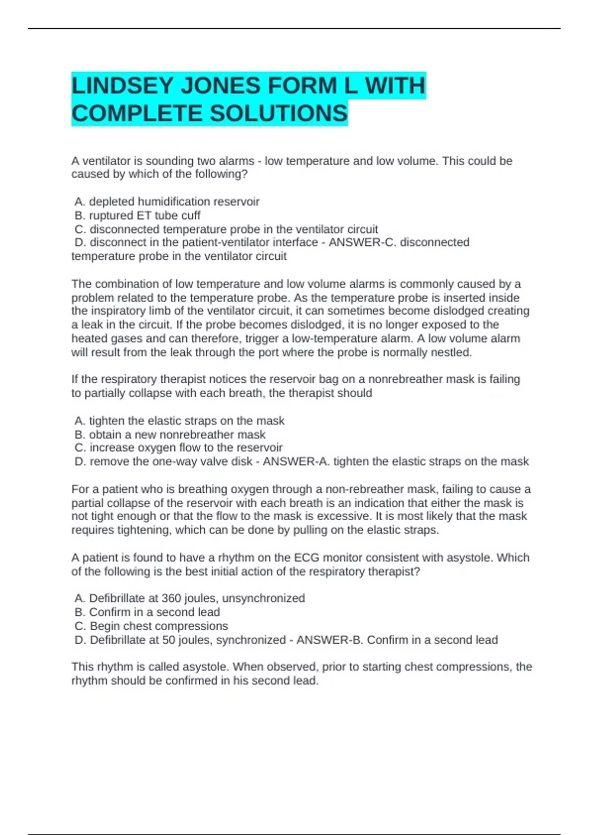 LINDSEY JONES FORM L WITH COMPLETE SOLUTIONS - LINDSEY JONES FORM L ...