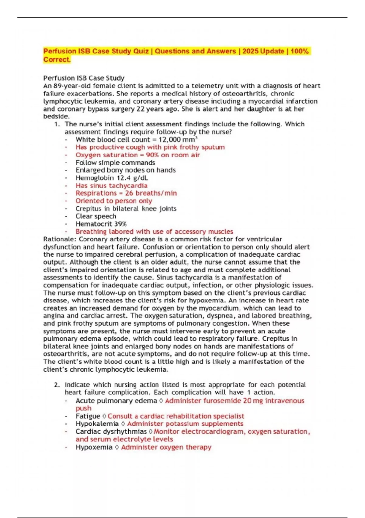 Perfusion ISB Case Study Quiz | Questions and Answers | 2025 Update ...
