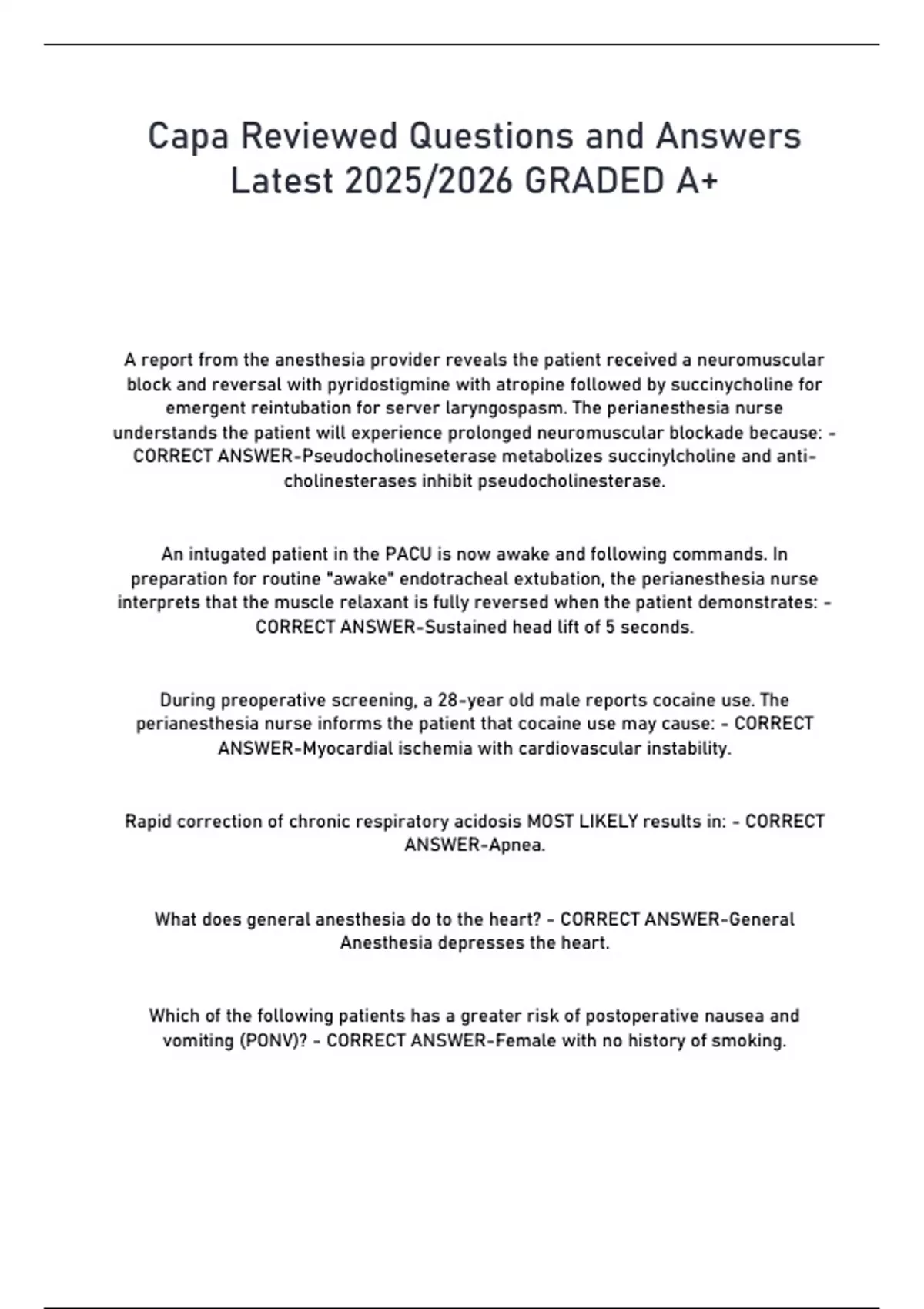 Capa Reviewed Questions and Answers Latest 2025/2026 GRADED A+ - Capa ...