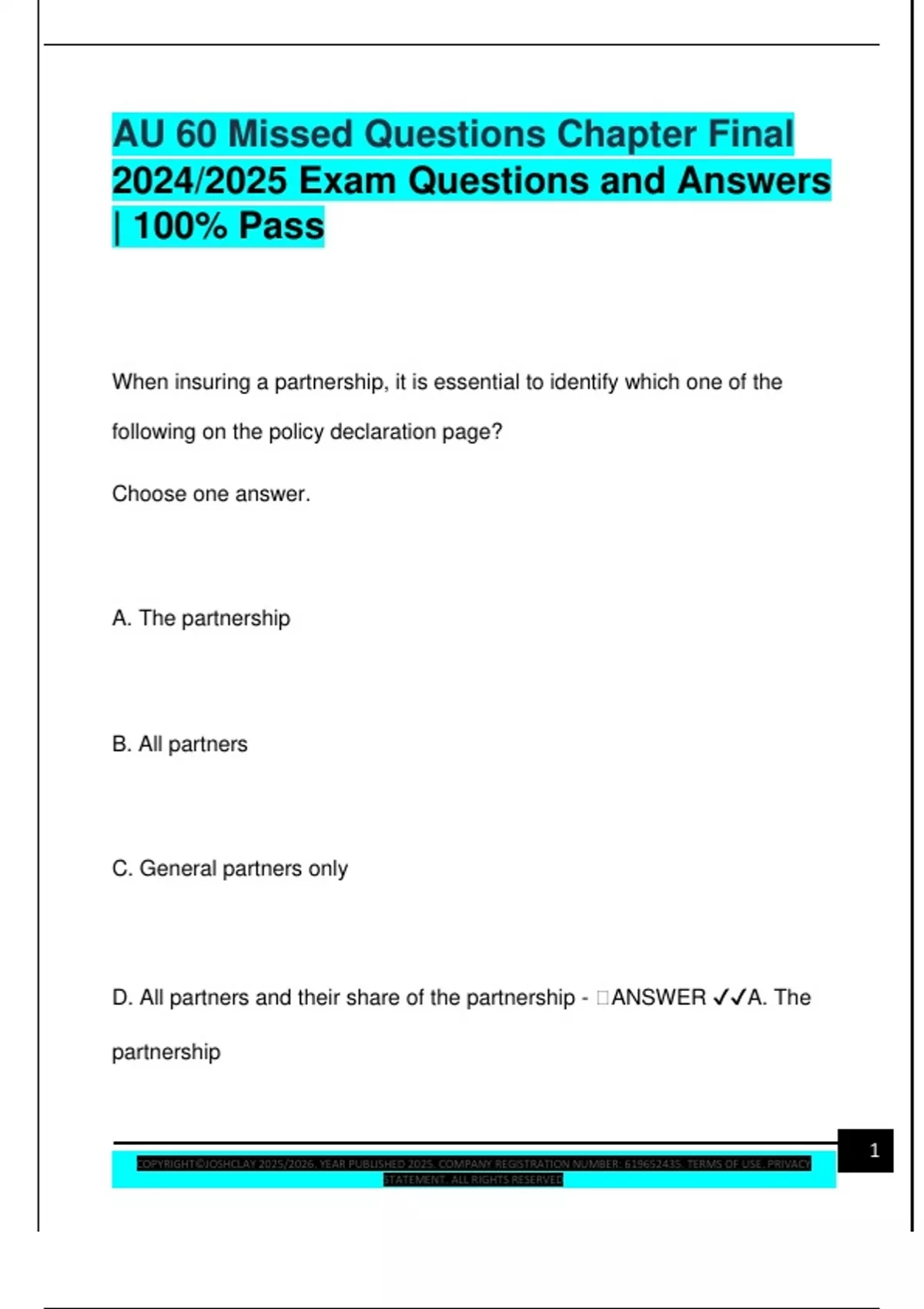 AU 60 Missed Questions Chapter Final 2024/2025 Exam Questions and ...