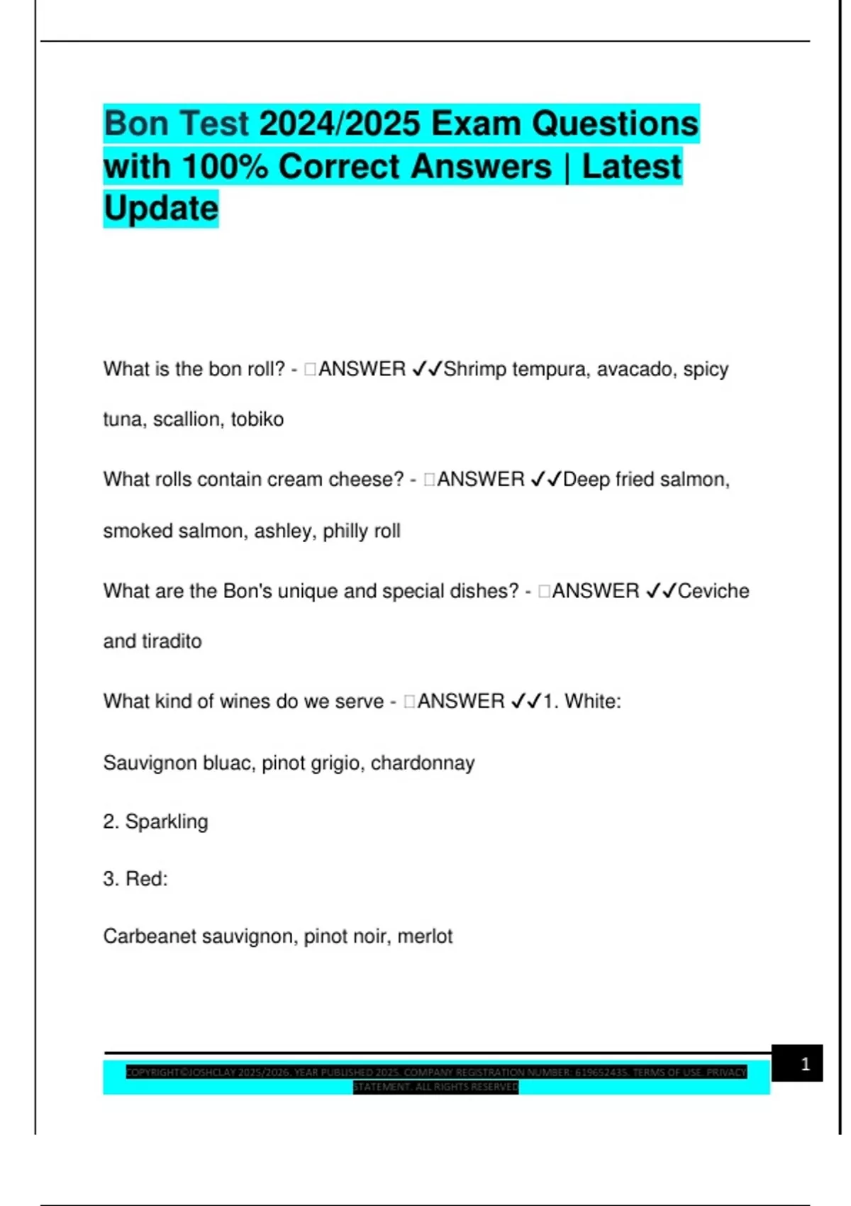 Bon Test 2024/2025 Exam Questions with 100% Correct Answers | Latest ...