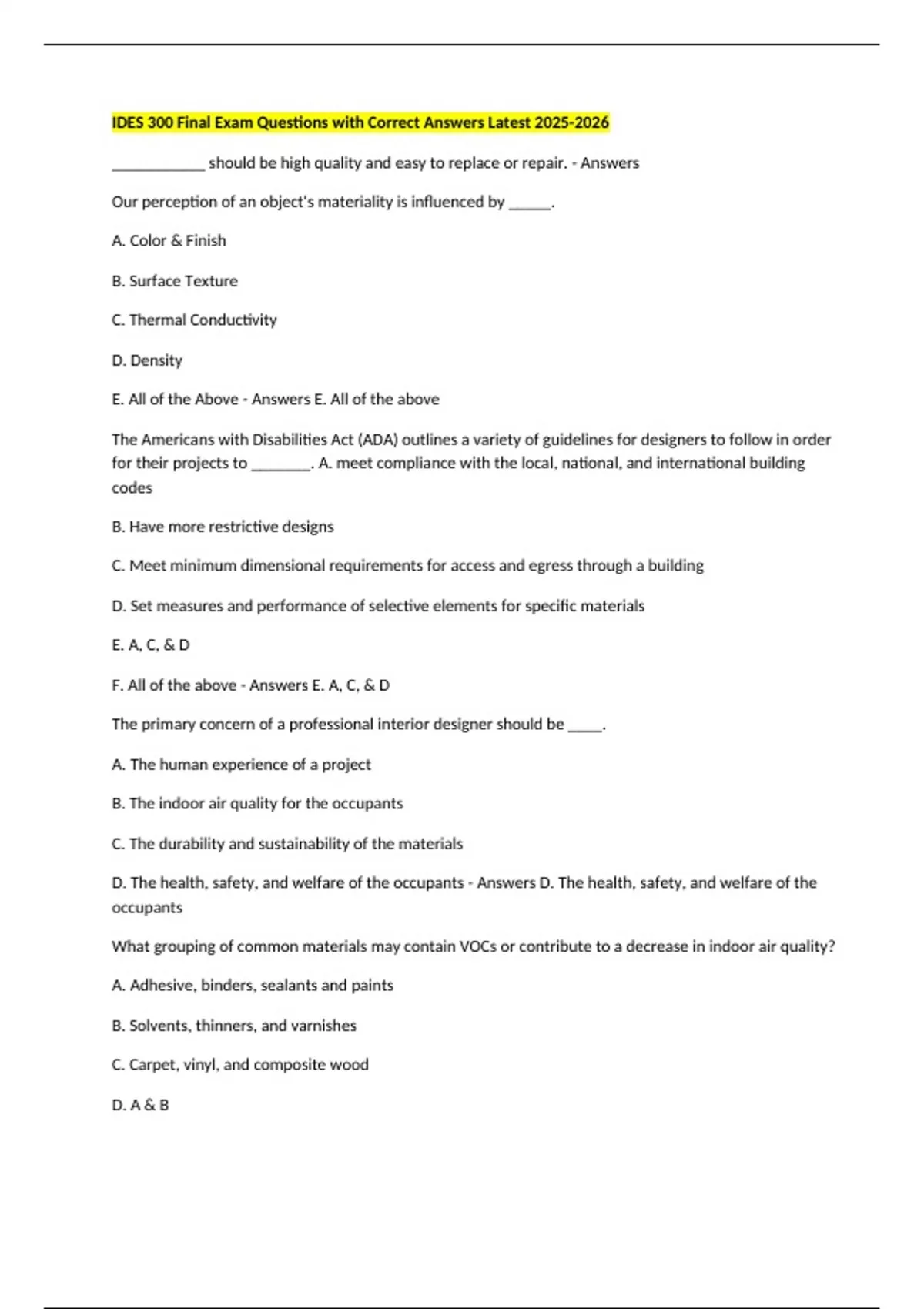 IDES 300 Final Exam Questions with Correct Answers Latest - IDES 300 ...