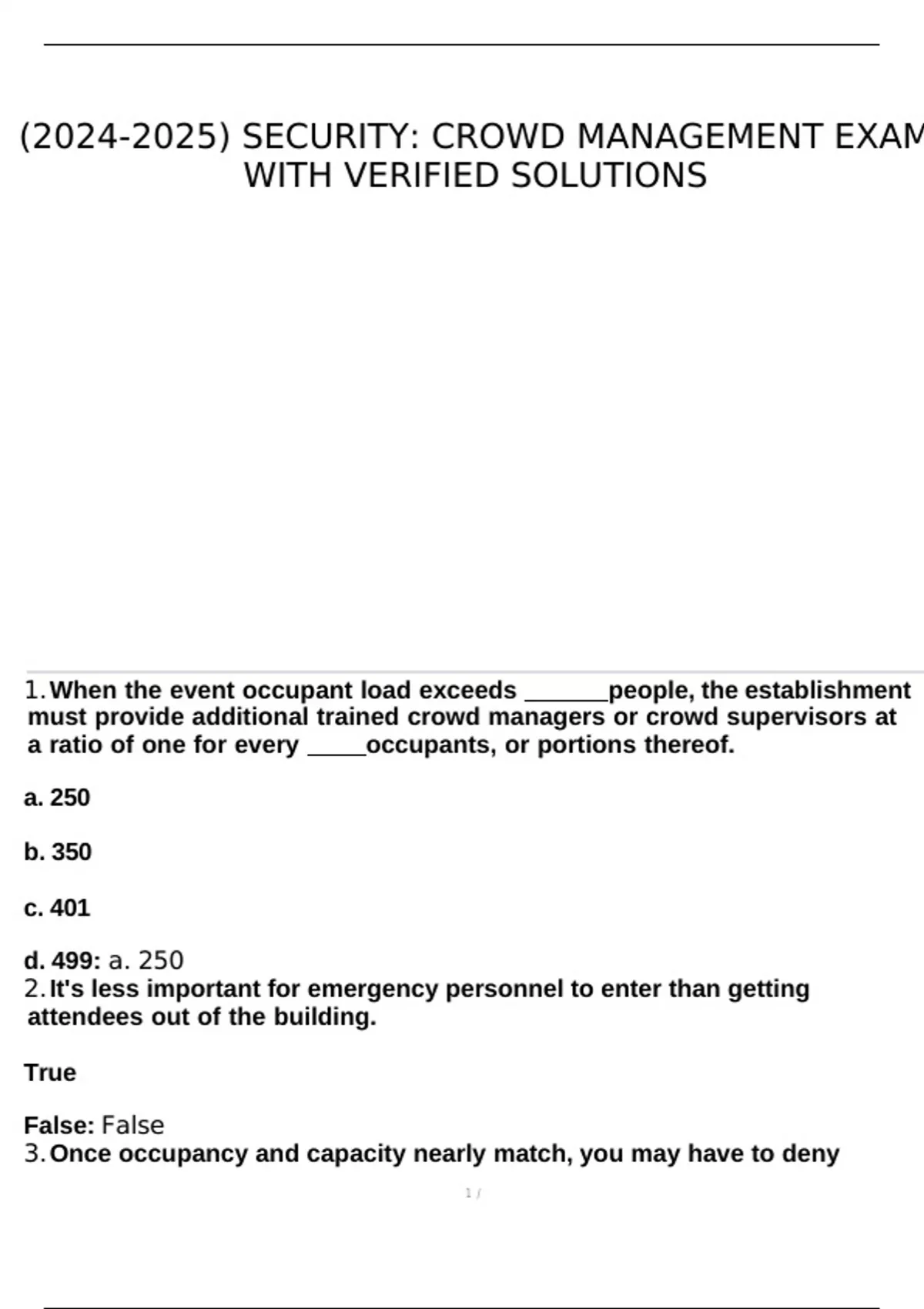 () Security Crowd Management exam with verified solutions - CROWD ...