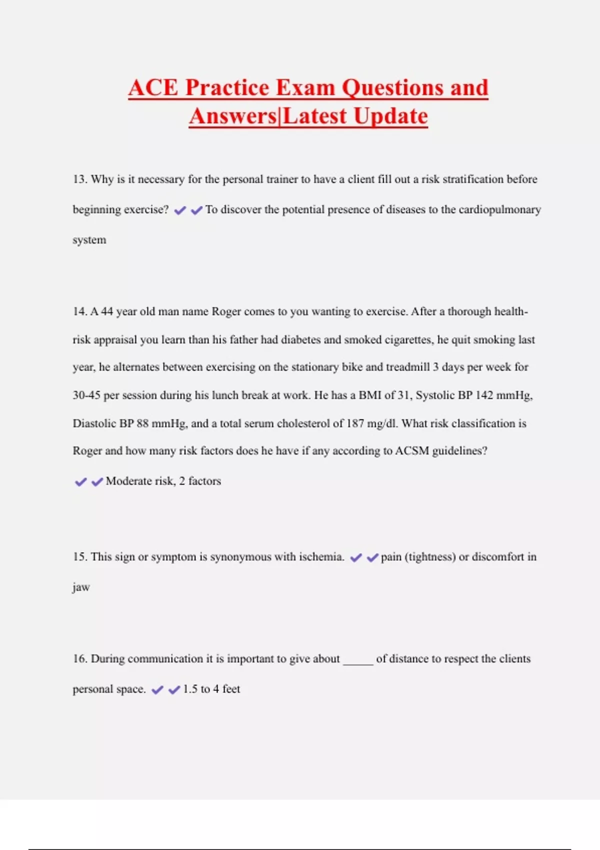 ACE Practice Exam Questions and Answers|Latest Update - ACE .. - Stuvia US