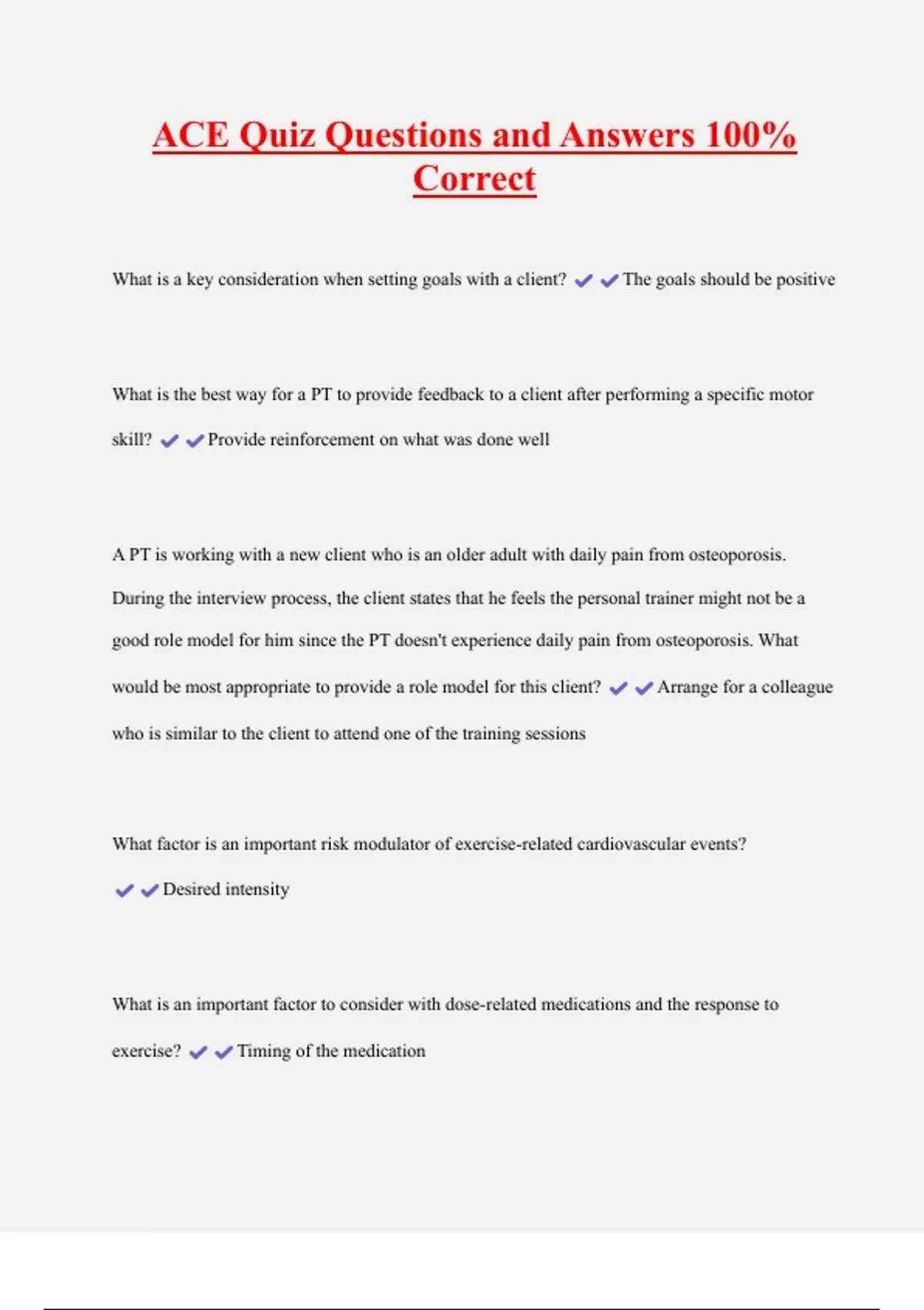 ACE Quiz Questions and Answers 100% Correct - ACE .. - Stuvia US