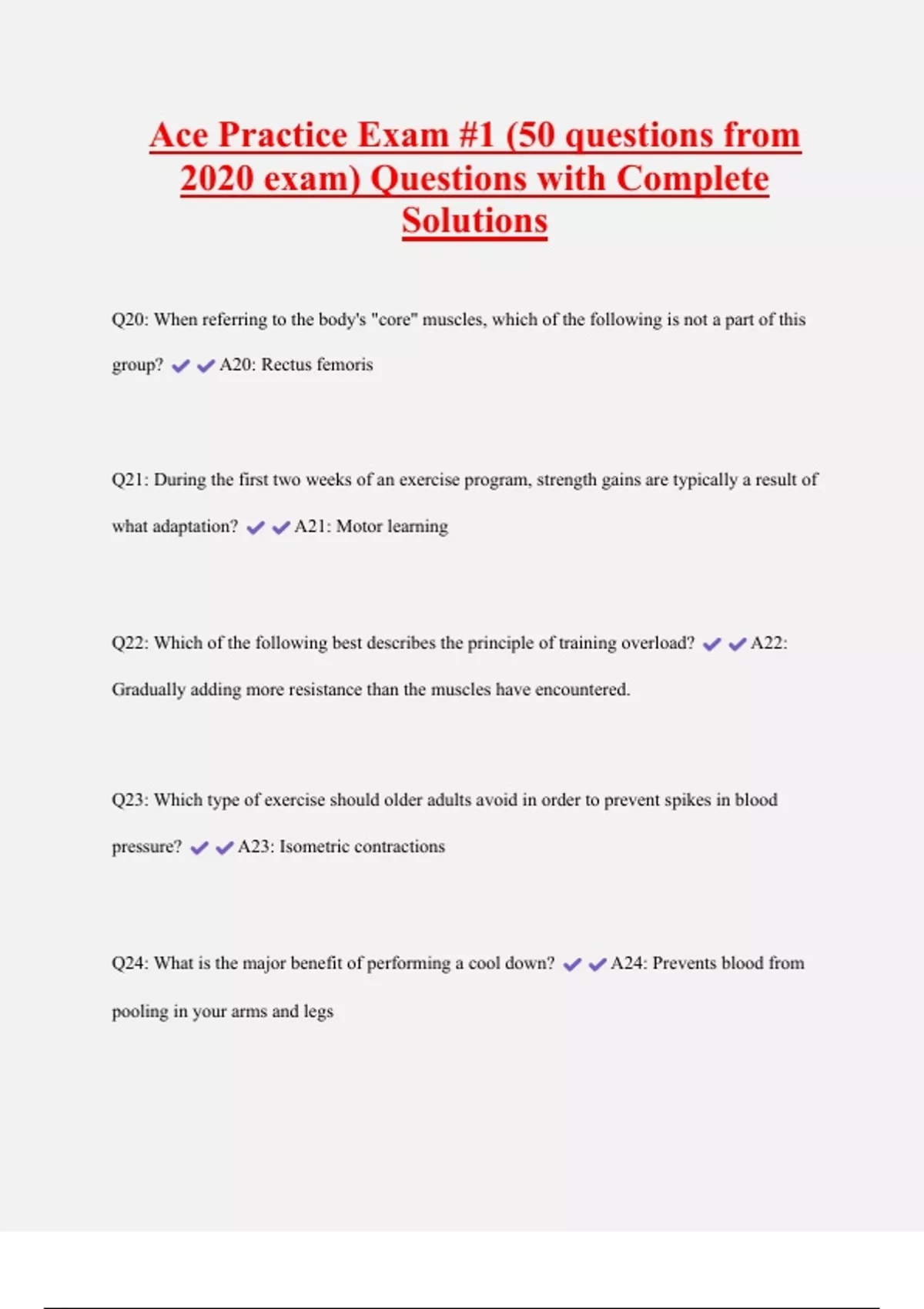 Ace Practice Exam #1 (50 questions from 2020 exam) Questions with ...