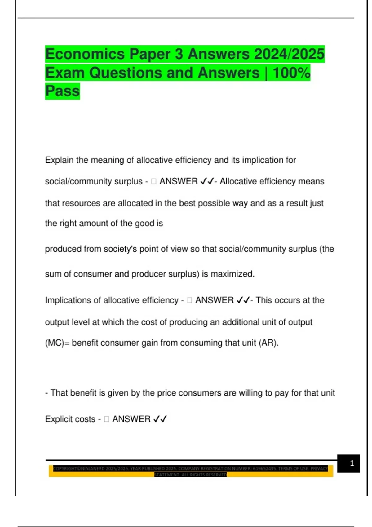 Economics Paper 3 Answers 2024/2025 Exam Questions and Answers | 100% ...