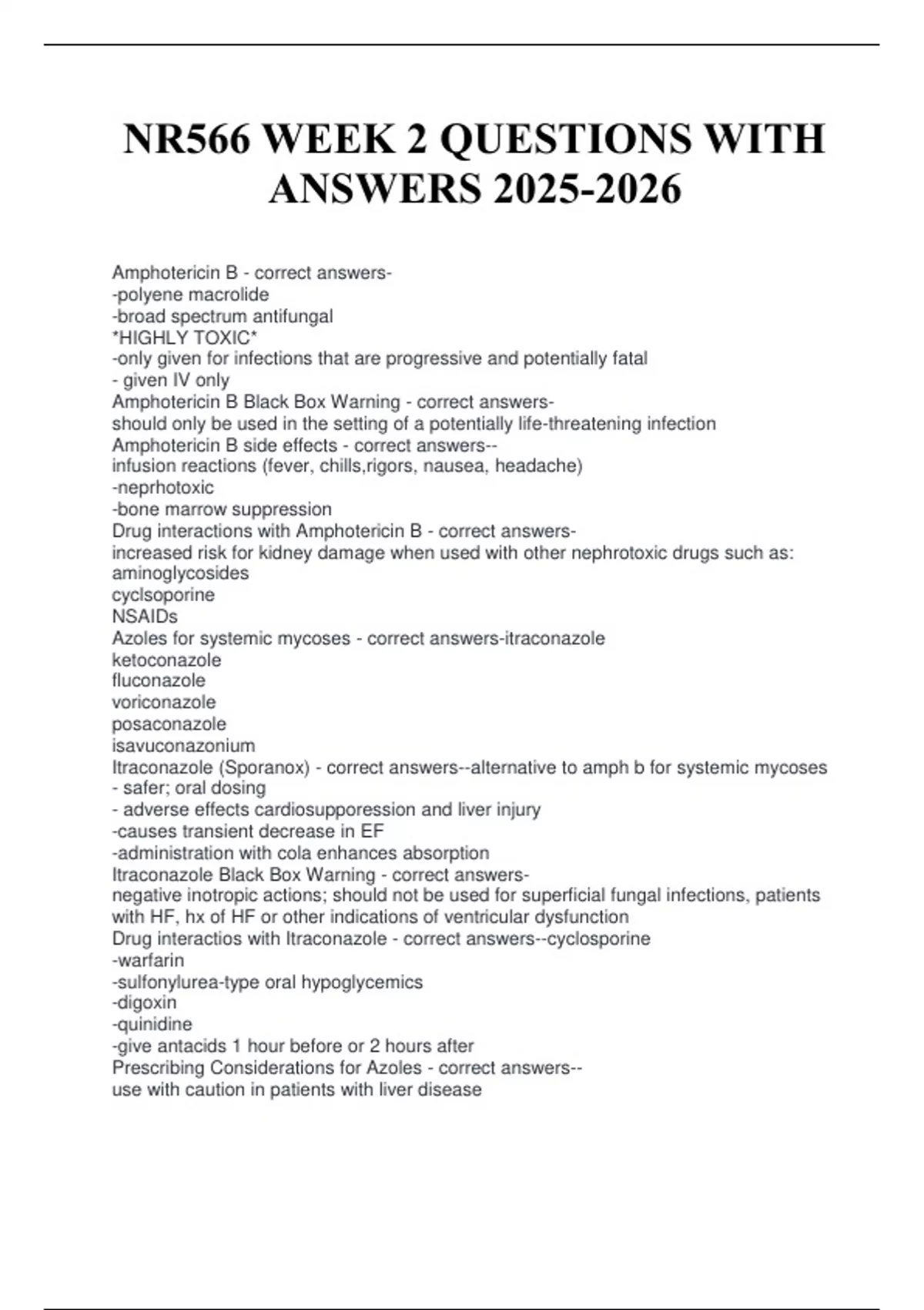 NR566 WEEK 2 QUESTIONS WITH ANSWERS - NR 566/ NR566 - Stuvia US