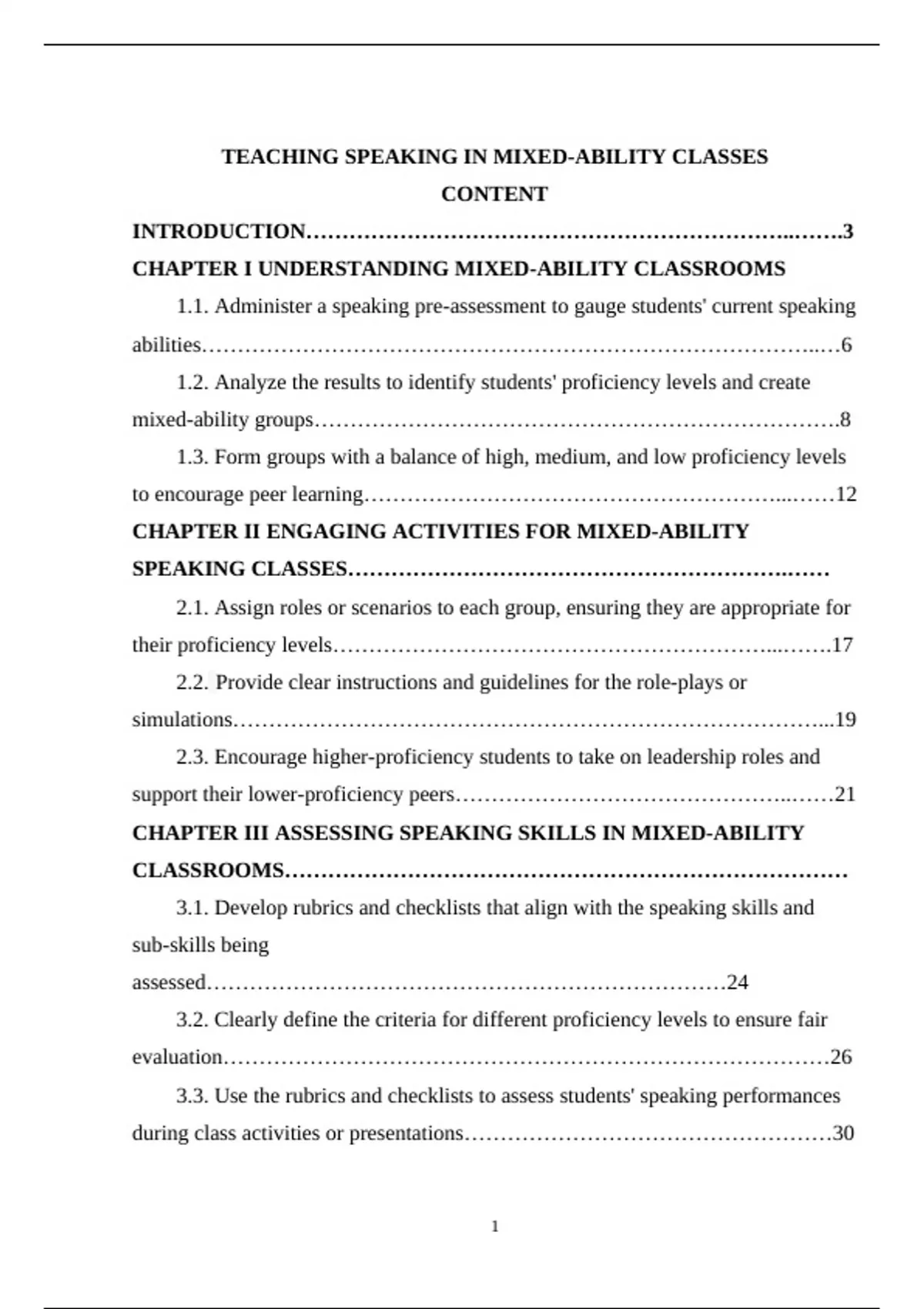 Summary TEACHING SPEAKING IN MIXED-ABILITY CLASSES - Magistr - Stuvia US