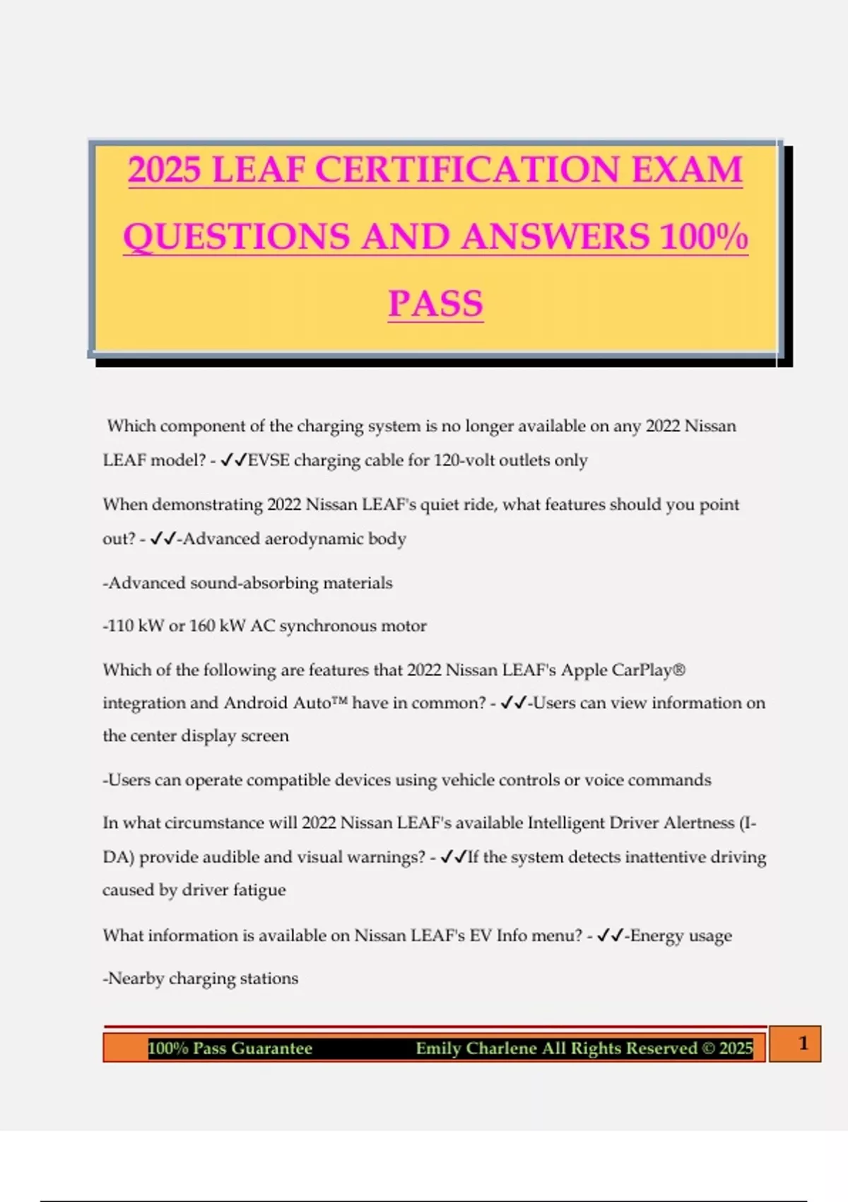 2025 LEAF CERTIFICATION EXAM QUESTIONS AND ANSWERS 100% PASS - 2025 ...