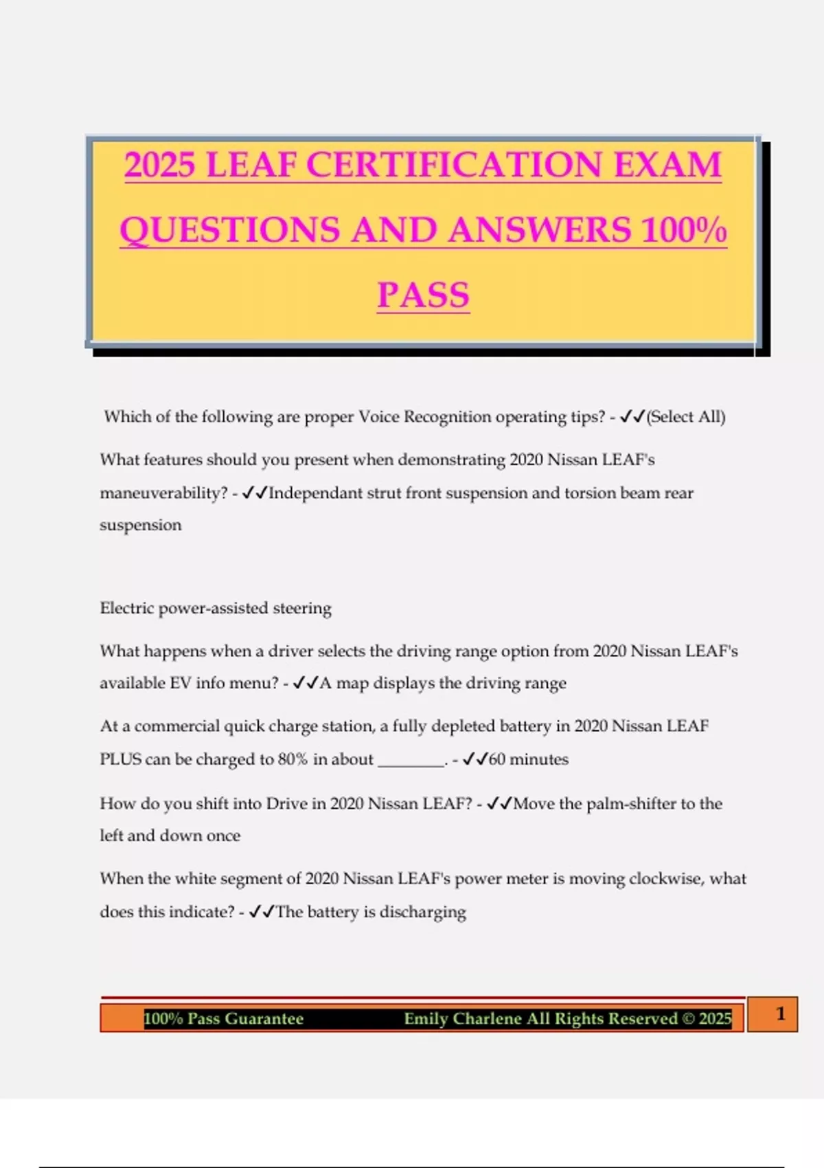 2025 LEAF CERTIFICATION EXAM QUESTIONS AND ANSWERS 100% PASS - 2025 ...