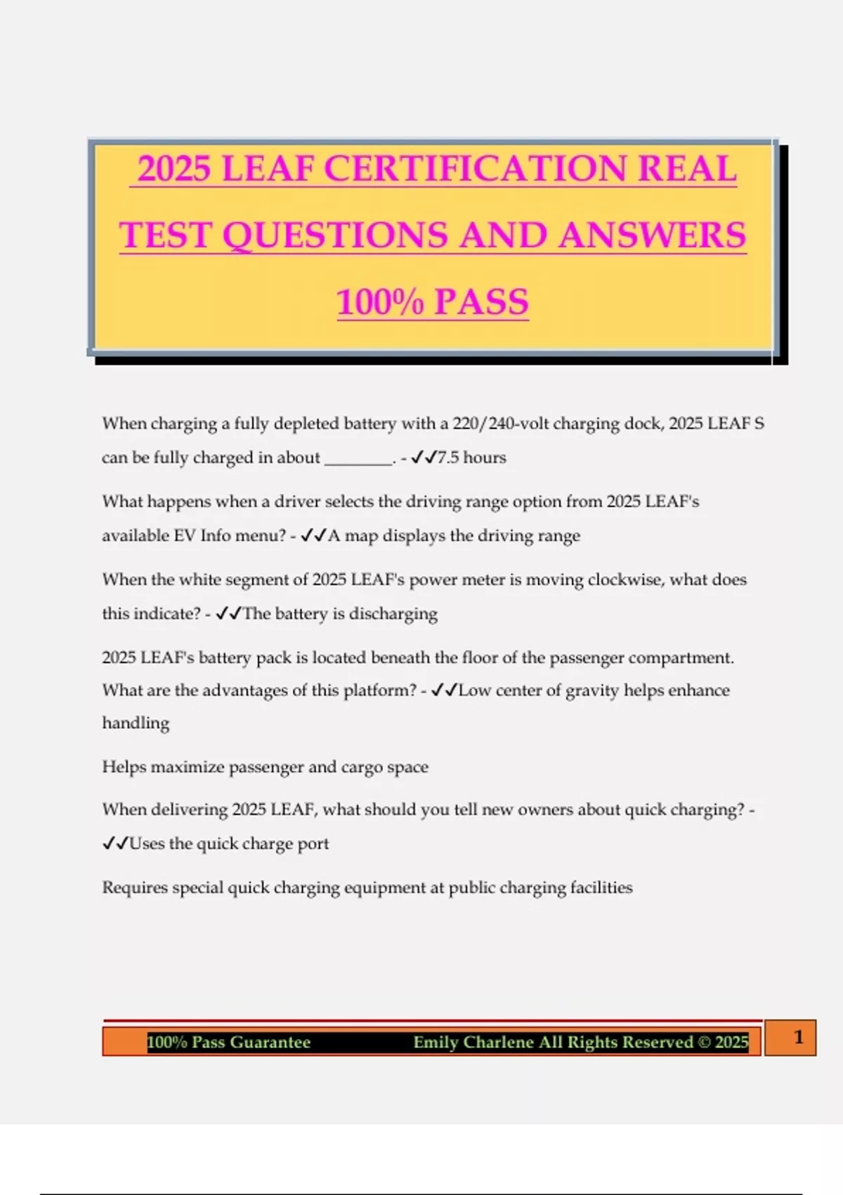 2025 LEAF CERTIFICATION REAL TEST QUESTIONS AND ANSWERS 100% PASS ...