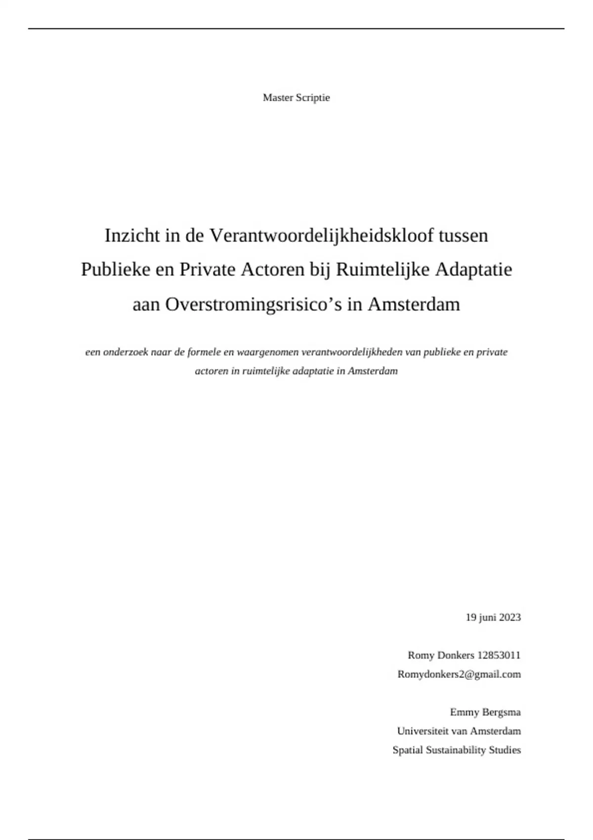 Master scriptie Inzicht in de Verantwoordelijkheidskloof tussen ...