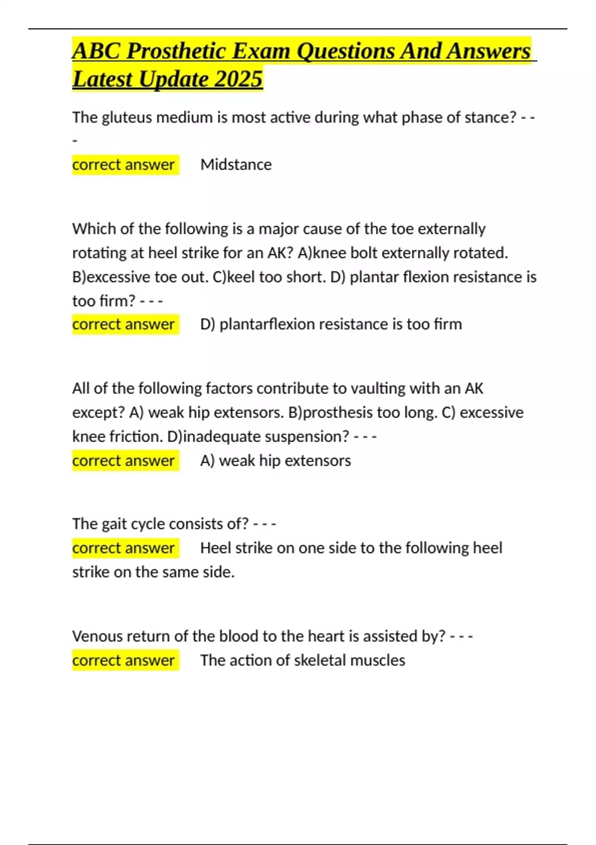 ABC Prosthetic Exam Questions And Answers Latest Update 2025.docx ...