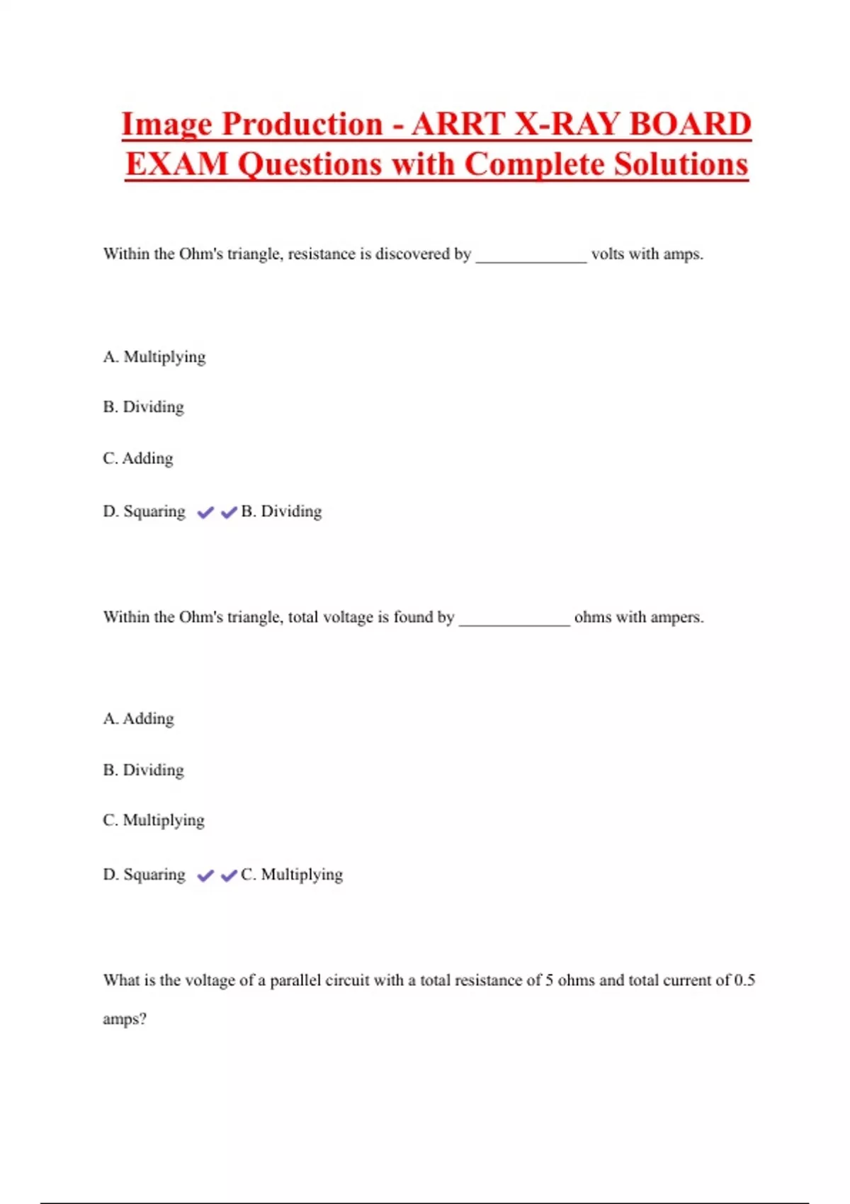 Image Production - ARRT X-RAY BOARD EXAM Questions with Complete ...
