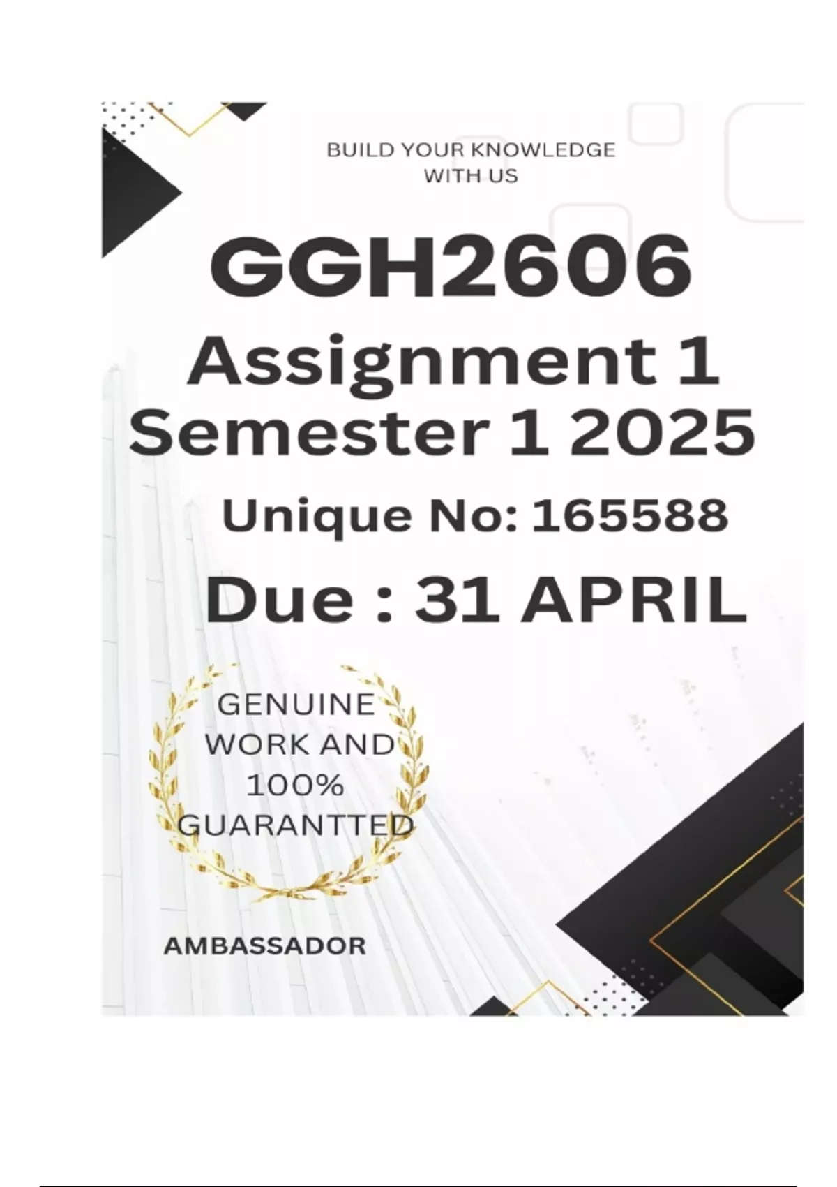 GGH2606 Assignment 1 (COMPLETE ANSWERS) Semester 1 2025 (165588) - DUE ...