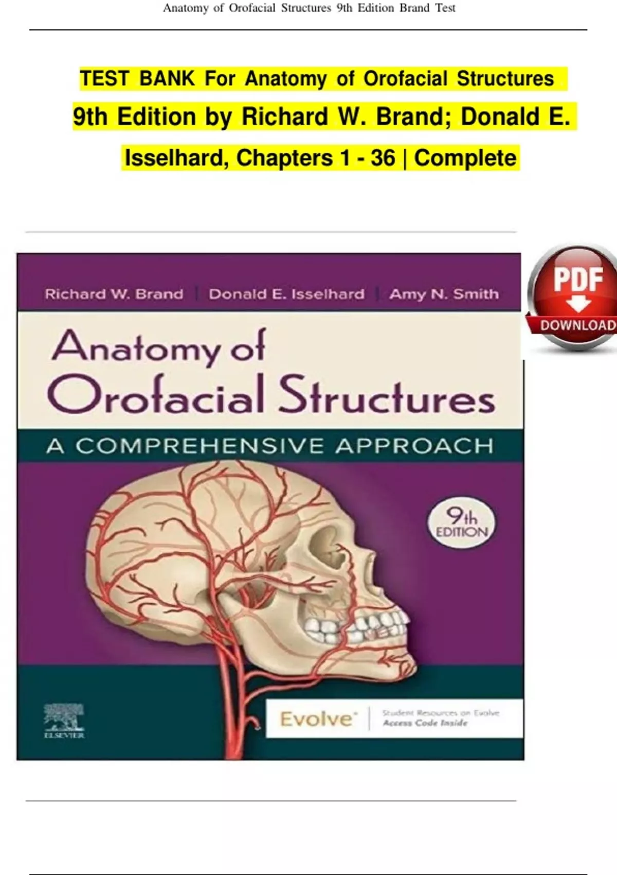 TEST BANK For Anatomy of Orofacial Structures, 9th Edition 2024 by ...