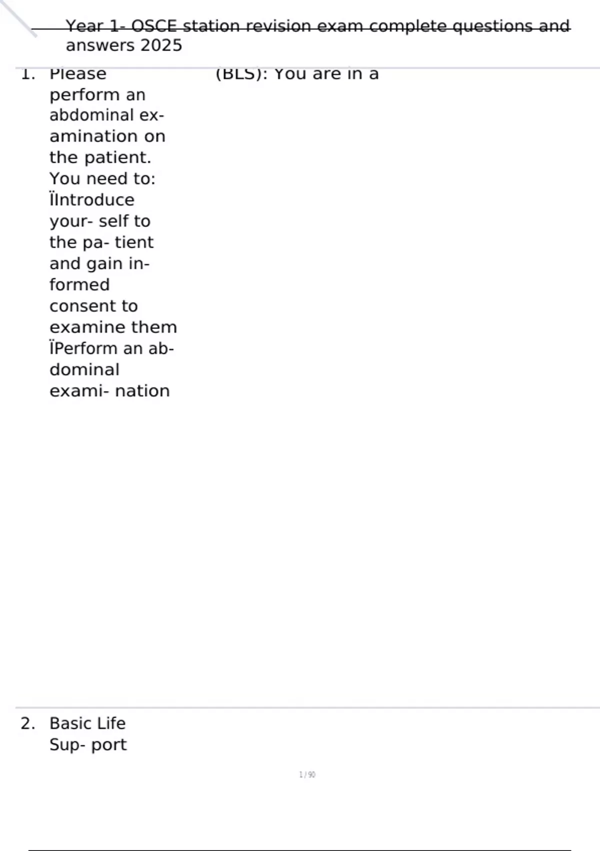 Year 1- OSCE station revision exam complete questions and answers 2025 ...