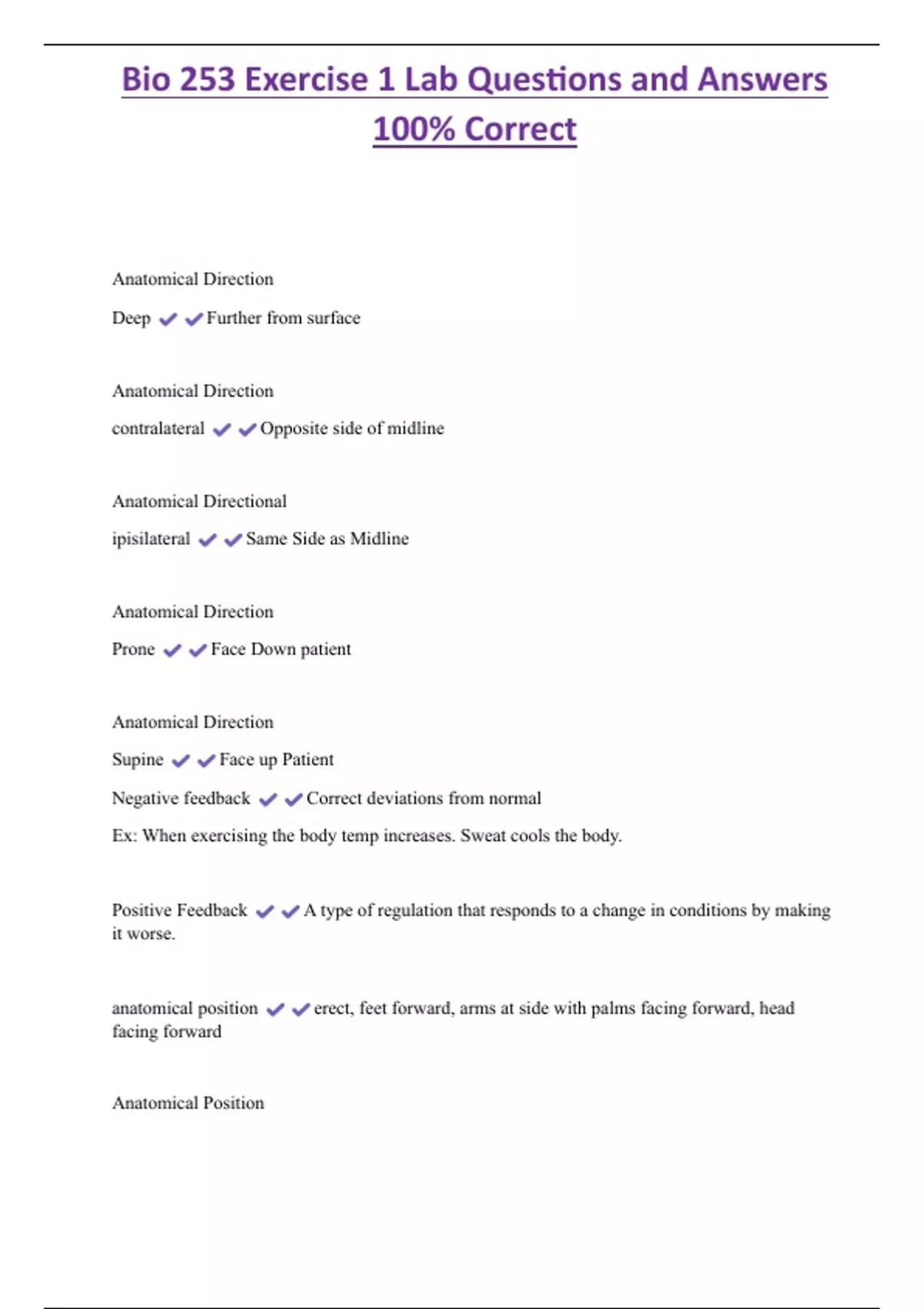 Bio 253 Exercise 1 Lab Questions and Answers 100% Correct - BIO 253 ...