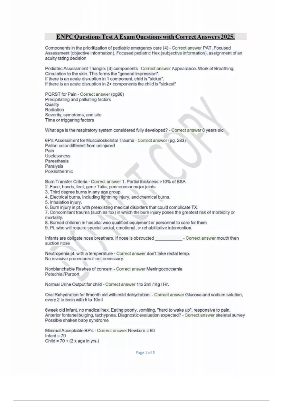 ENPC Questions Test A Exam Questions with Correct Answers 2025 - ENPC ...