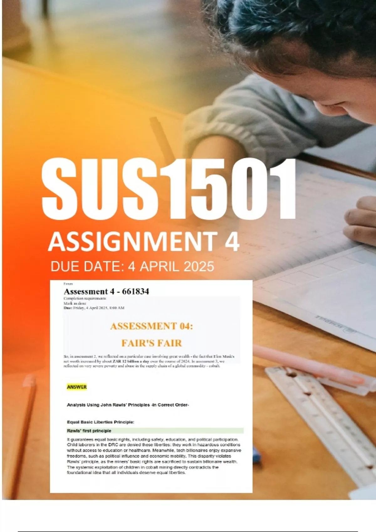 SUS1501 Assignment 4 2025 - Due 4 April 2025 - Sustainability and Greed ...