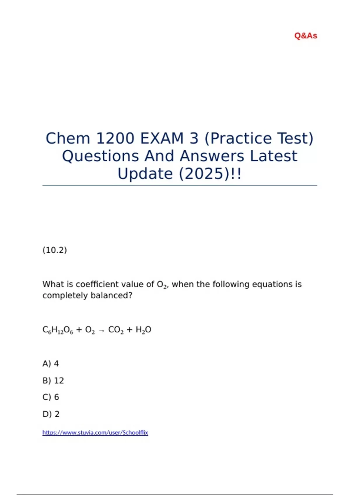 Chem 1200 EXAM 3 (Practice Test) Questions And Answers Latest Update ...