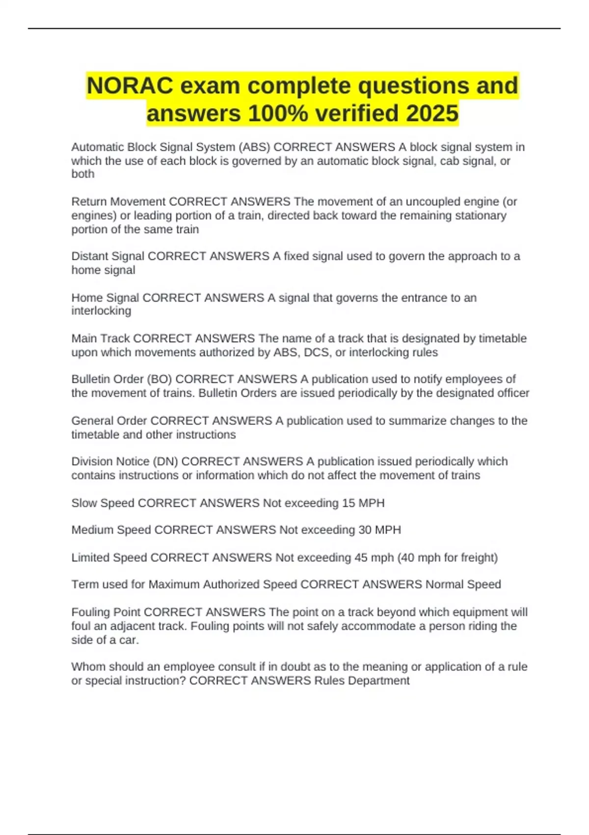 NORAC exam complete questions and answers 100% verified 2025 - NORAC ...