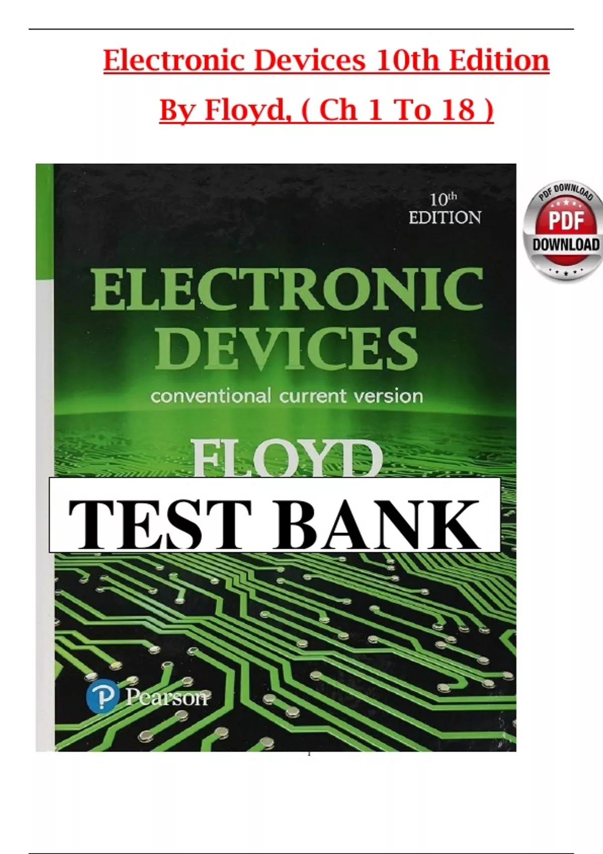 Test Bank - Electronic Devices: Conventional Current Version, 10th ...