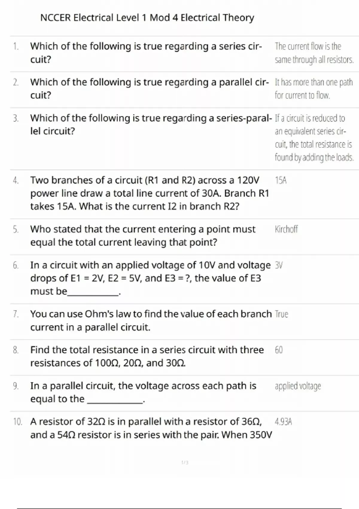 NCCER Electrical Level 1 Mod 4 Electrical Theory - NCCER Electrical ...