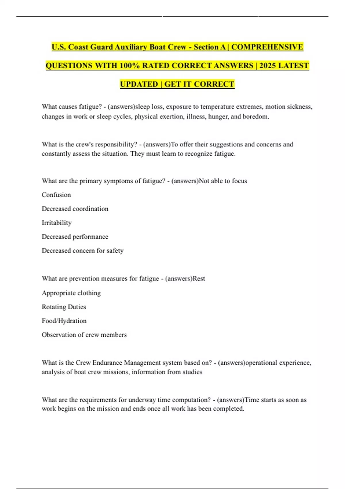 U.S. Coast Guard Auxiliary Boat Crew - Section A | COMPREHENSIVE ...