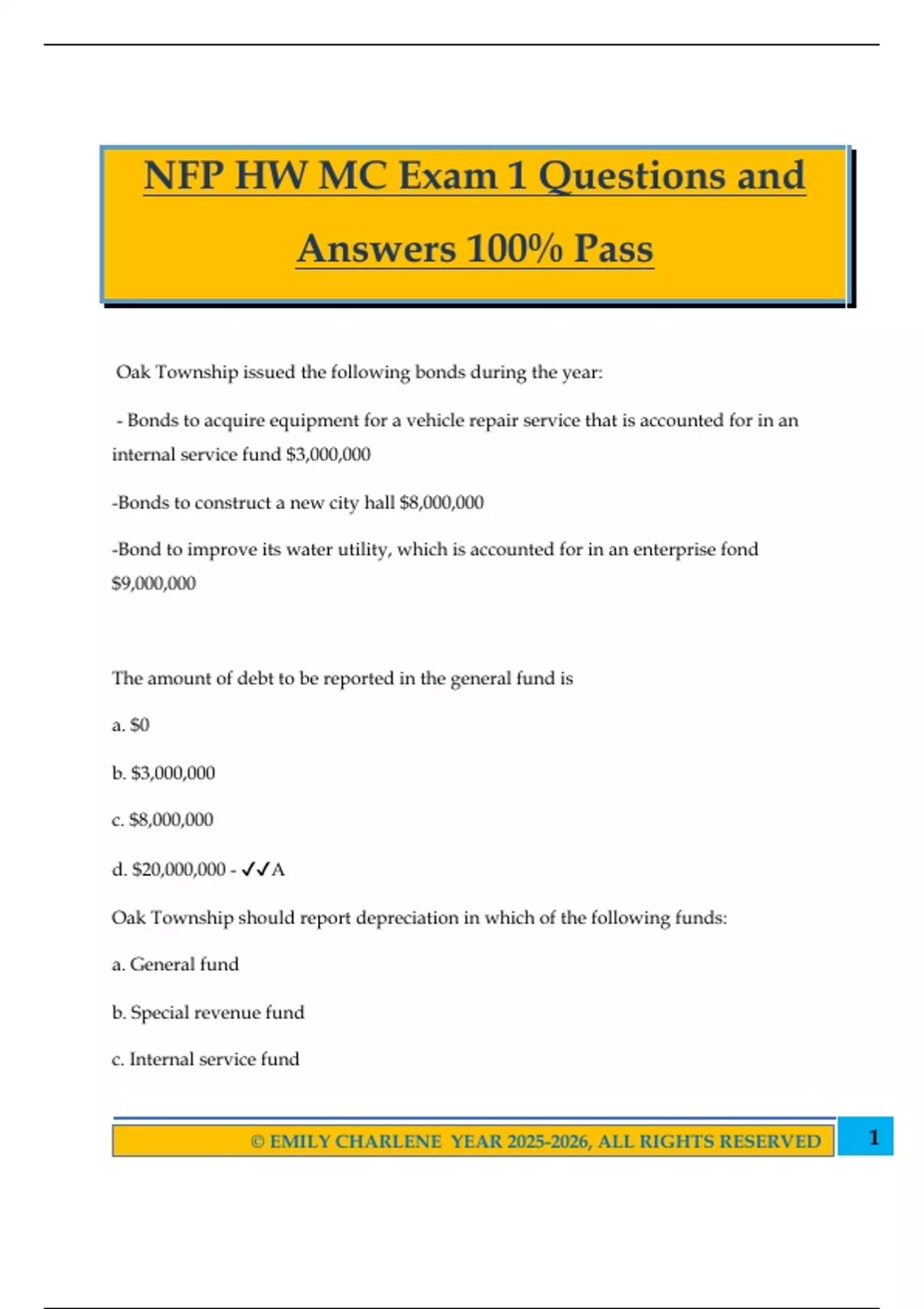 NFP HW MC Exam 1 Questions and Answers 100% Pass - NFP - Stuvia US