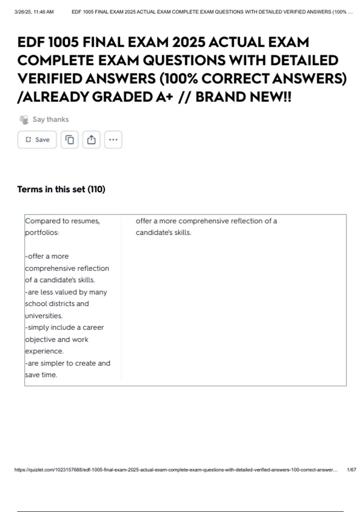 EDF 1005 FINAL EXAM 2025 ACTUAL EXAM COMPLETE EXAM QUESTIONS WITH DETAILED VERIFIED ANSWERS (100 ...