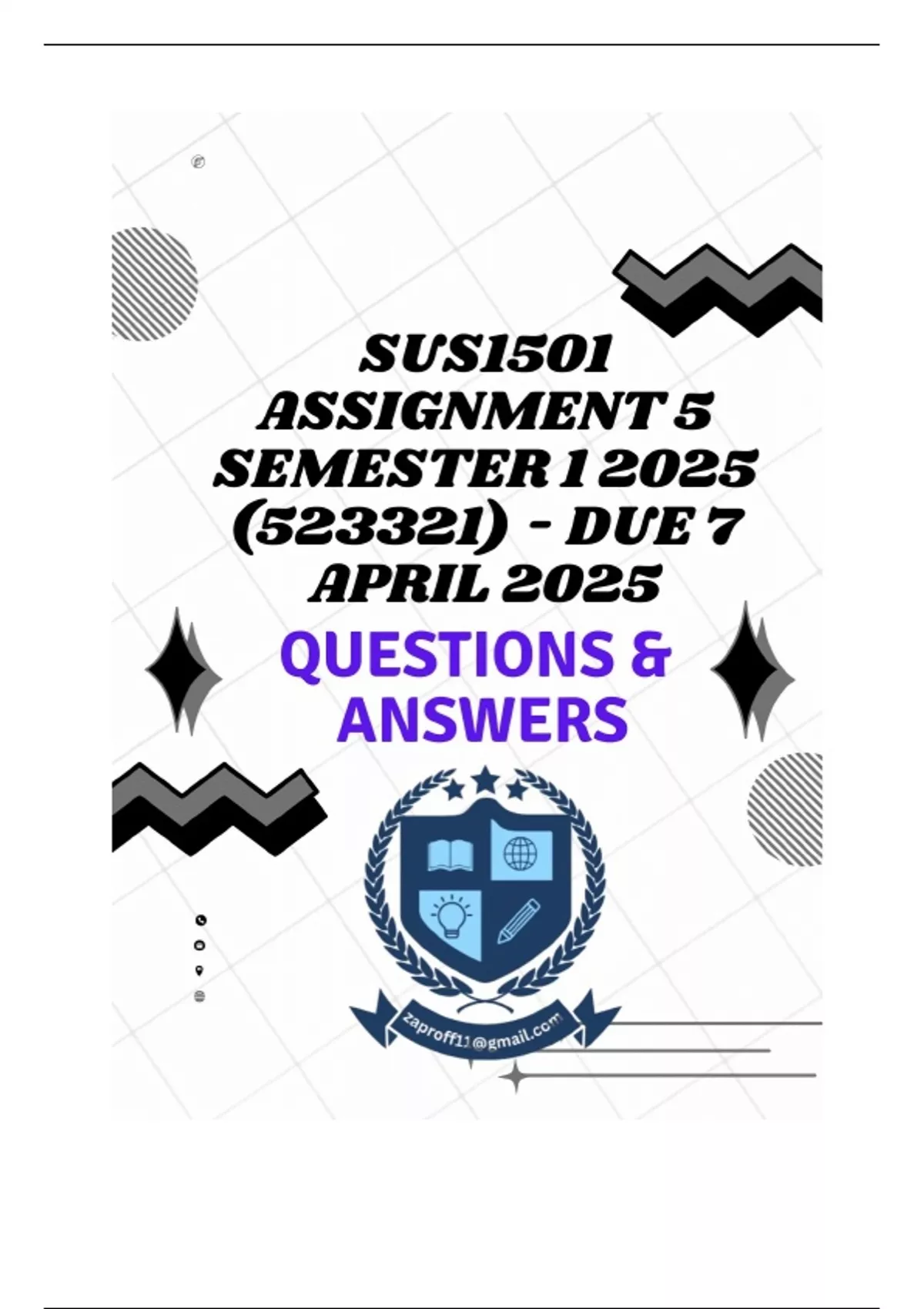 SUS1501 Assignment 5 Semester 1 2025 (523321) - DUE 7 April 2025 ...