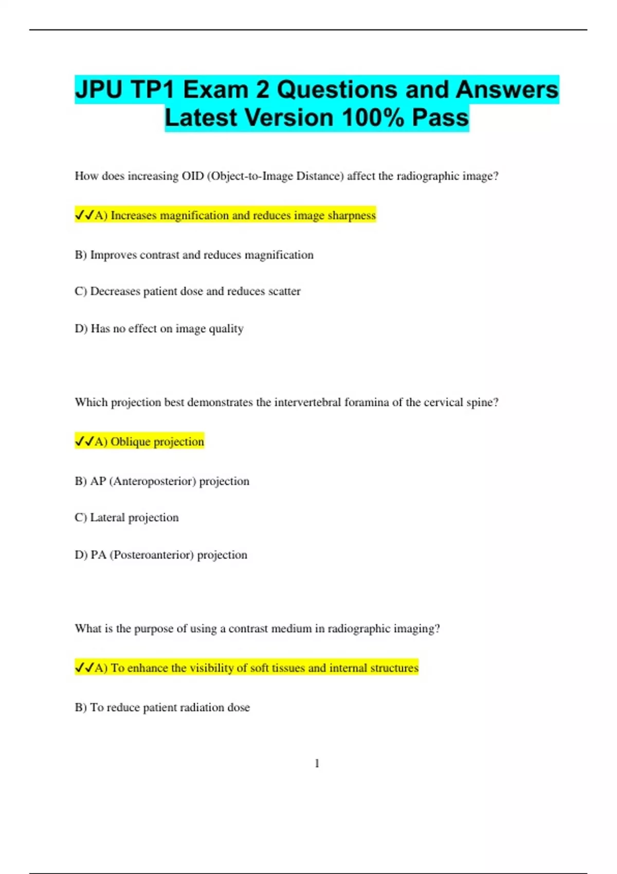 JPU TP1 Exam 2 Questions and Answers Latest Version 100% Pass - JPU TP1 ...