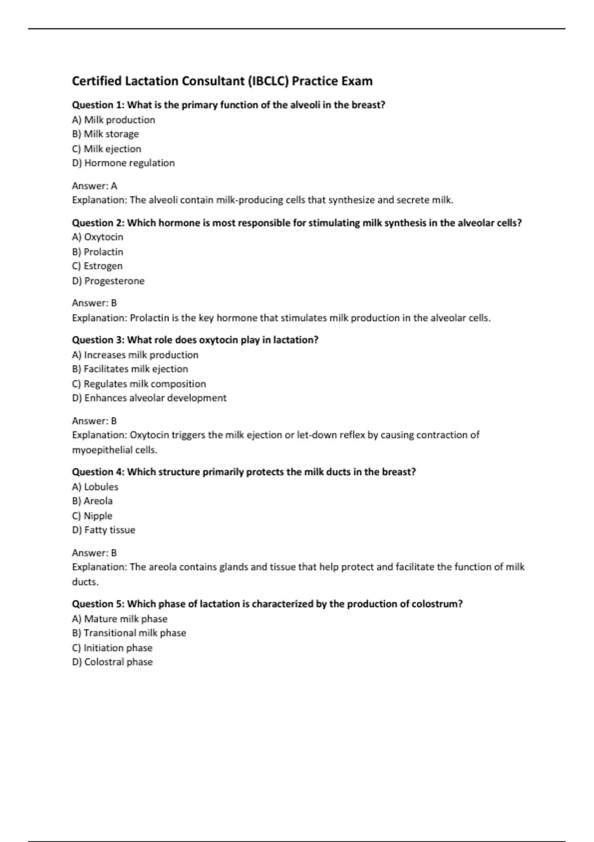 Certified Lactation Consultant (IBCLC) Practice Exam - Computers ...