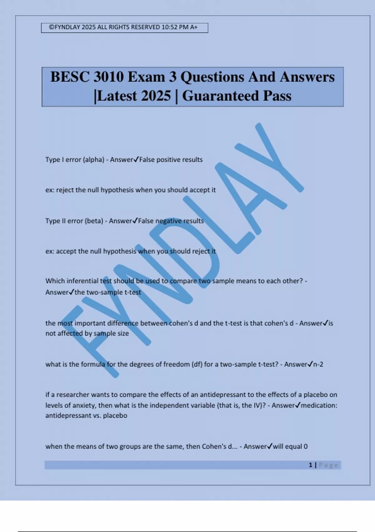 BESC 3010 Exam 3 Questions And Answers |Latest 2025 | Guaranteed Pass ...