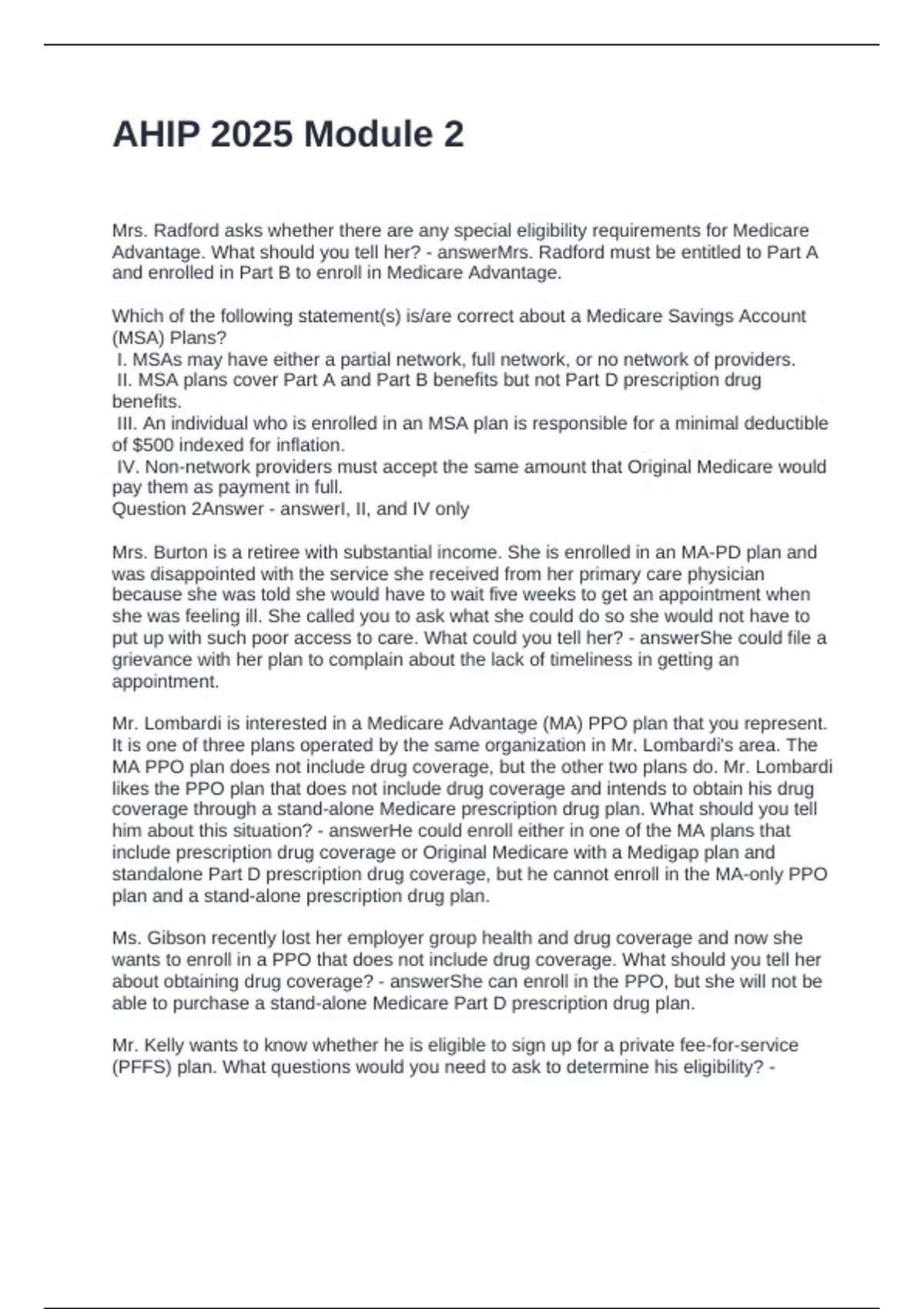 AHIP 2025 Module 2 Questions with Solutions - Ahip - Stuvia US