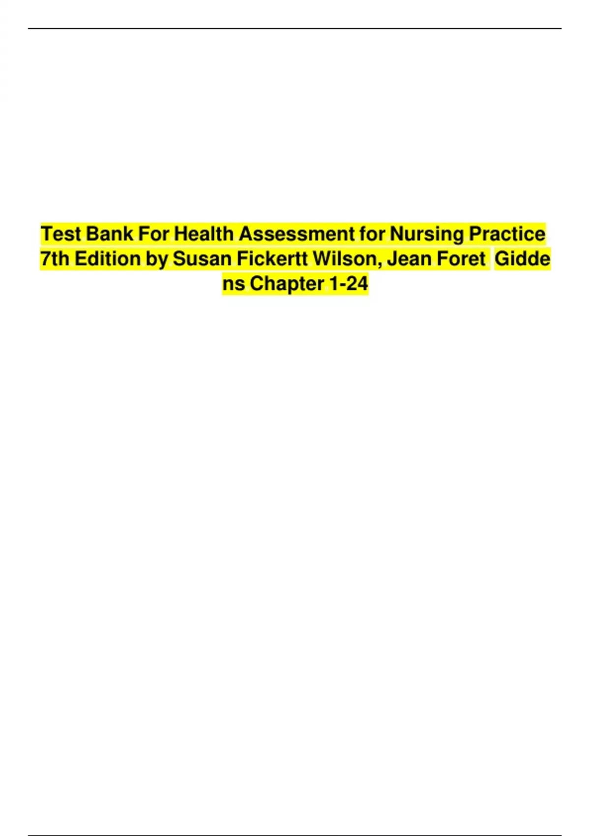 HEALTH ASSESSMENT TEST LATEST ACTUAL TEST REAL QUESTIONS AND CORRECT ...