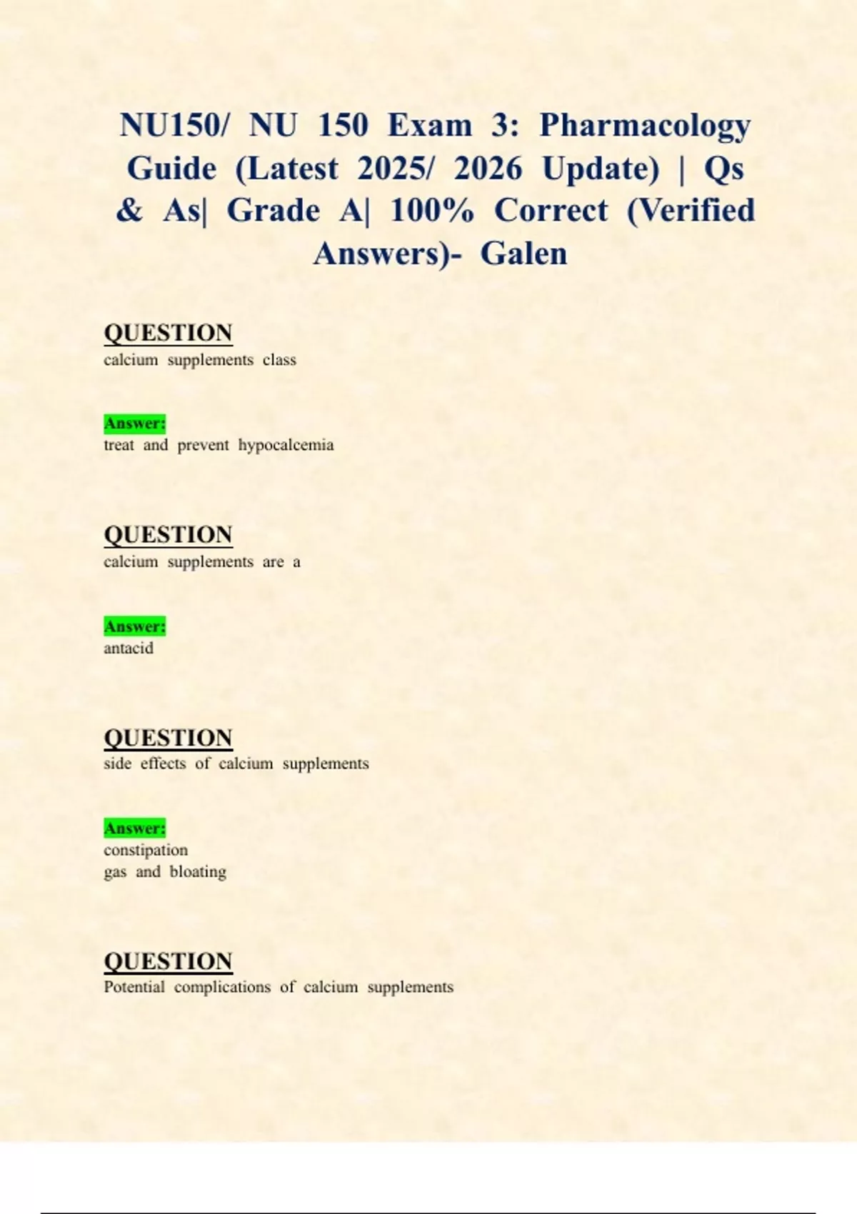NU150/ NU 150 Exams 3: Pharmacology (Latest 2025/ 2026 Updates STUDY ...