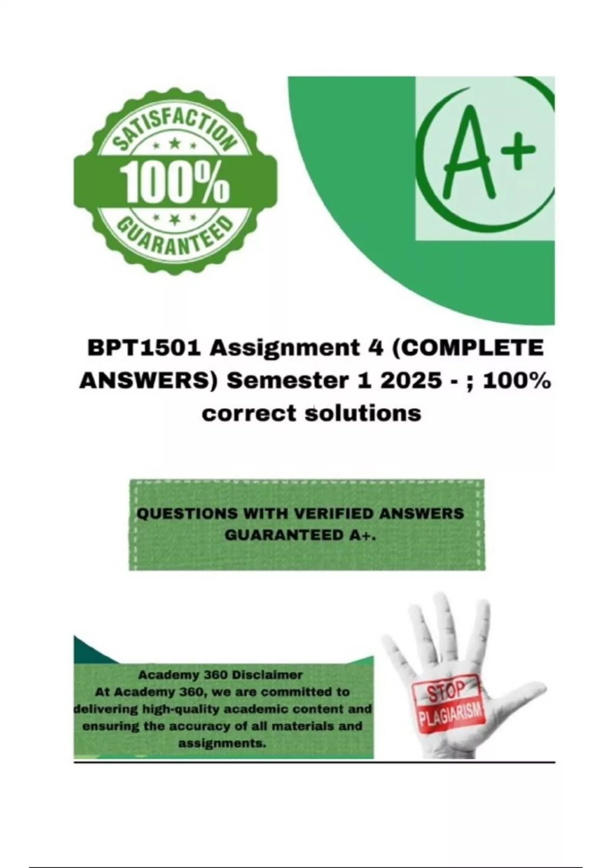 BPT1501 Assignment 4 (COMPLETE ANSWERS) Semester 1 2025 ;Due 8 April ...
