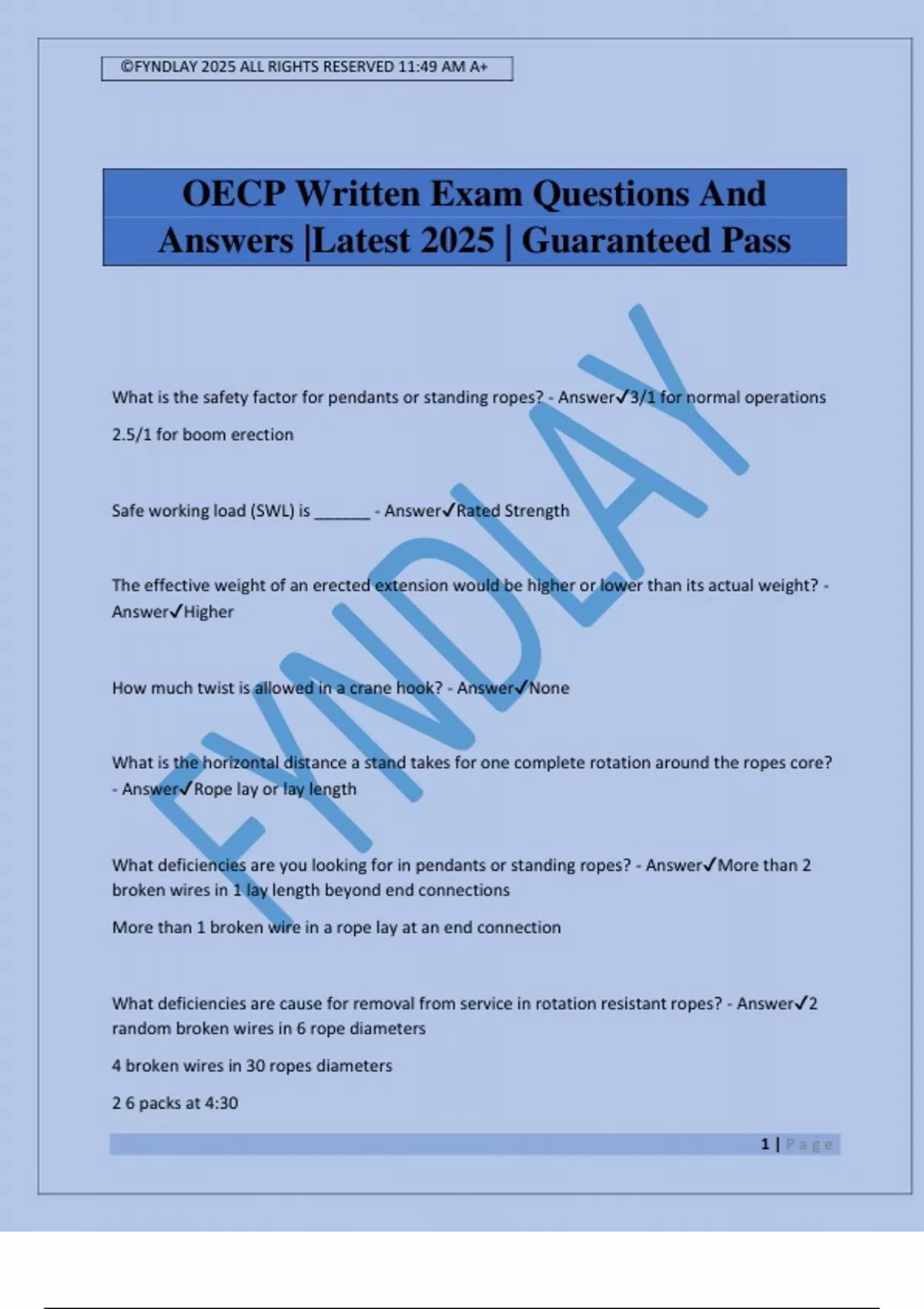 OECP Written Exam Questions And Answers |Latest 2025 | Guaranteed Pass ...