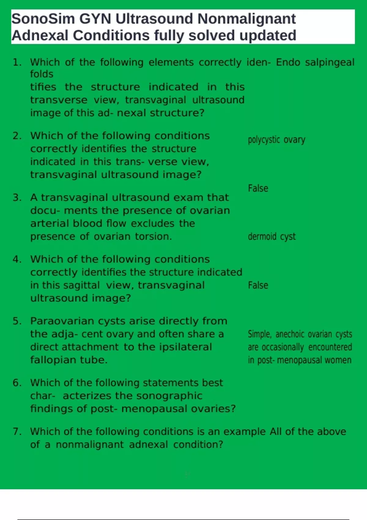SonoSim GYN Ultrasound Nonmalignant Adnexal Conditions fully solved ...