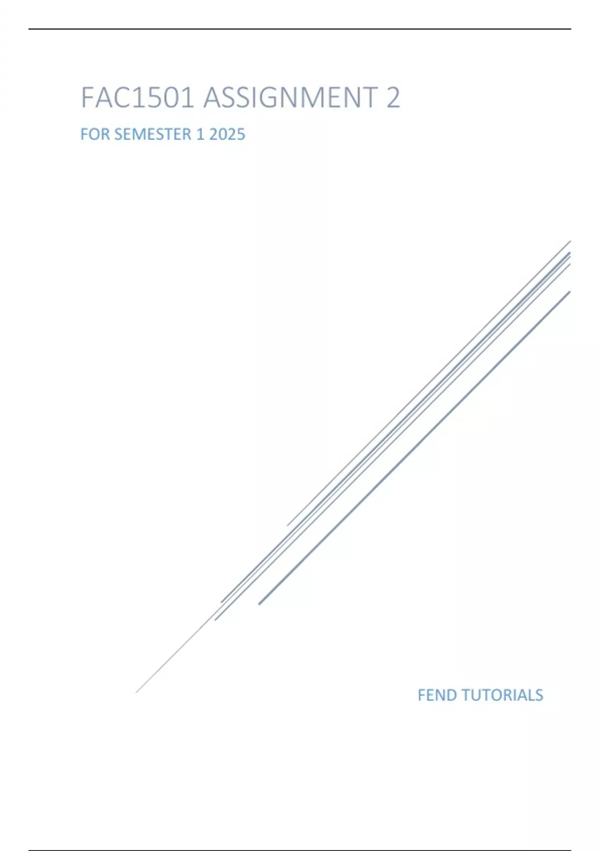 FAC1501 ASSIGNMENT 2 FOR 1ST SEM 2025 - Introductory Financial ...