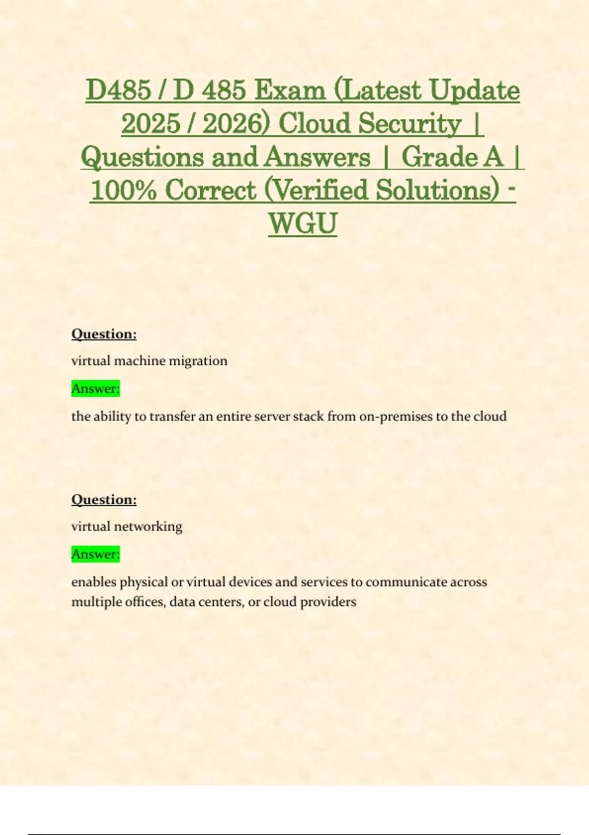 D485 / D 485 Exams (Latest 2025 / 2026 Updates STUDY BUNDLE PACKAGE ...