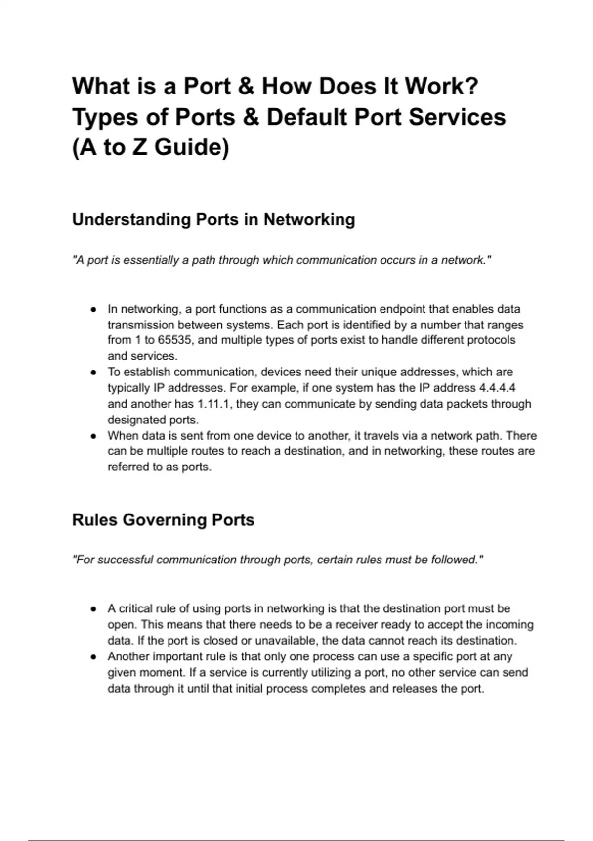 Summary What is a Port & How Does It Work? Types of Ports & Default Port Services (A to Z Guide ...
