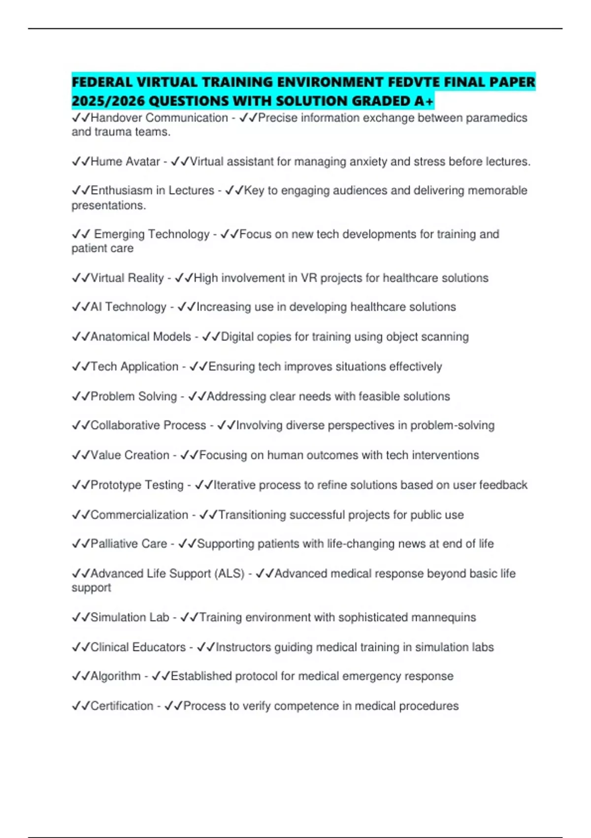 FEDERAL VIRTUAL TRAINING ENVIRONMENT FEDVTE FINAL PAPER 2025/2026 ...